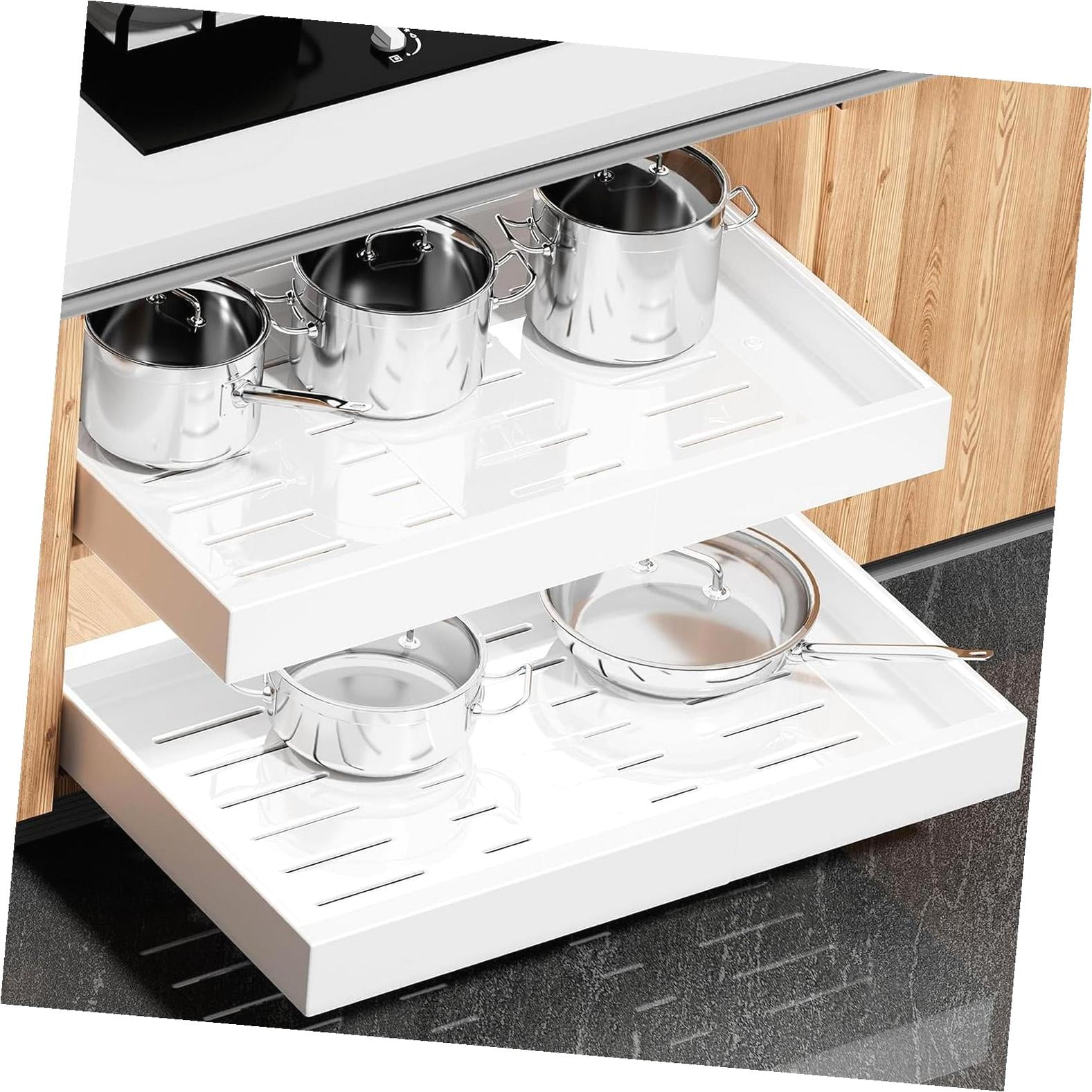 HYKE Expandable Cabinet Drawer Organizer, Adhesive-Mounted Sliding ...