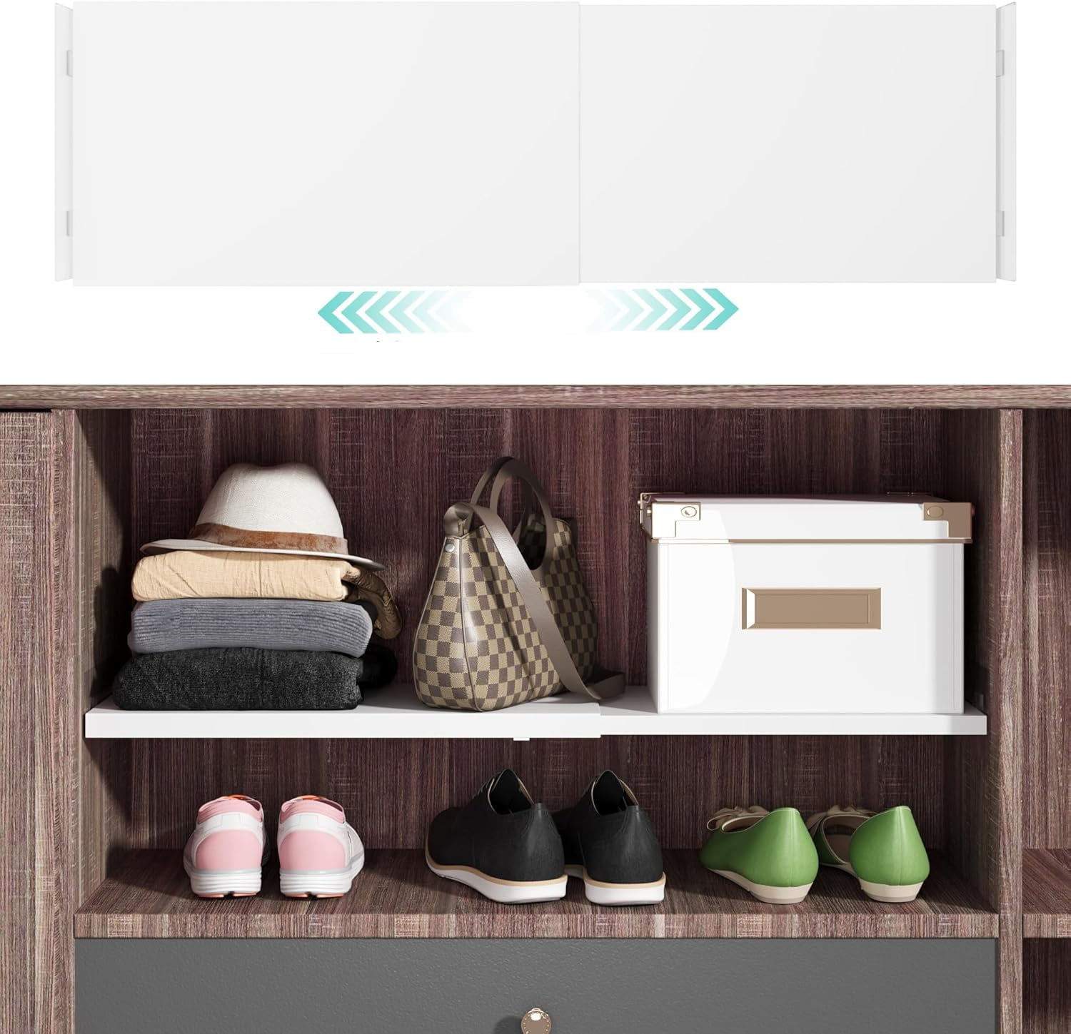HYKE Expandable Closet Tension Shelves Organizers, Heavy-Duty Metal ...