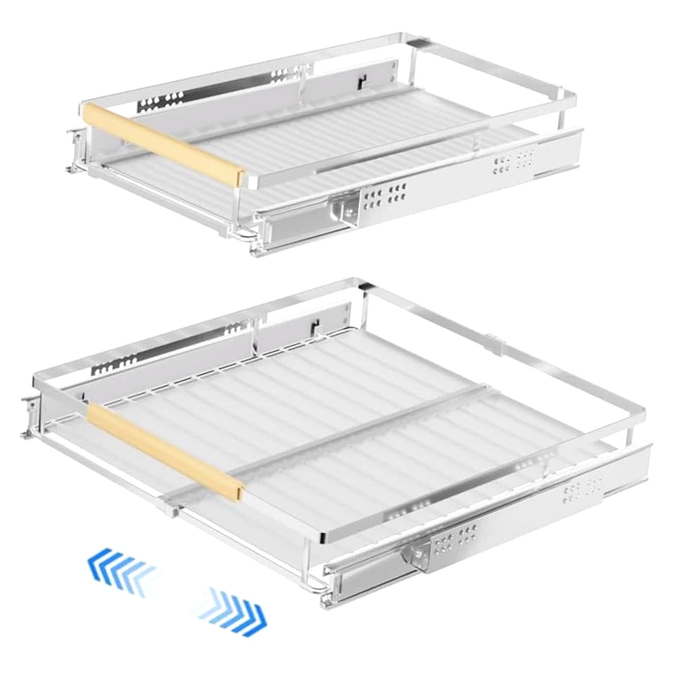 HYKE Expandable Slide Out Cabinet Drawer, Pull Out Wire Basket Cabinet ...