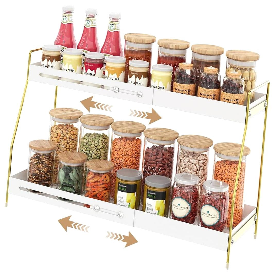 HYKE Expandable Spice Rack Organizer for Cabinet, 2 Tier Adjustable ...