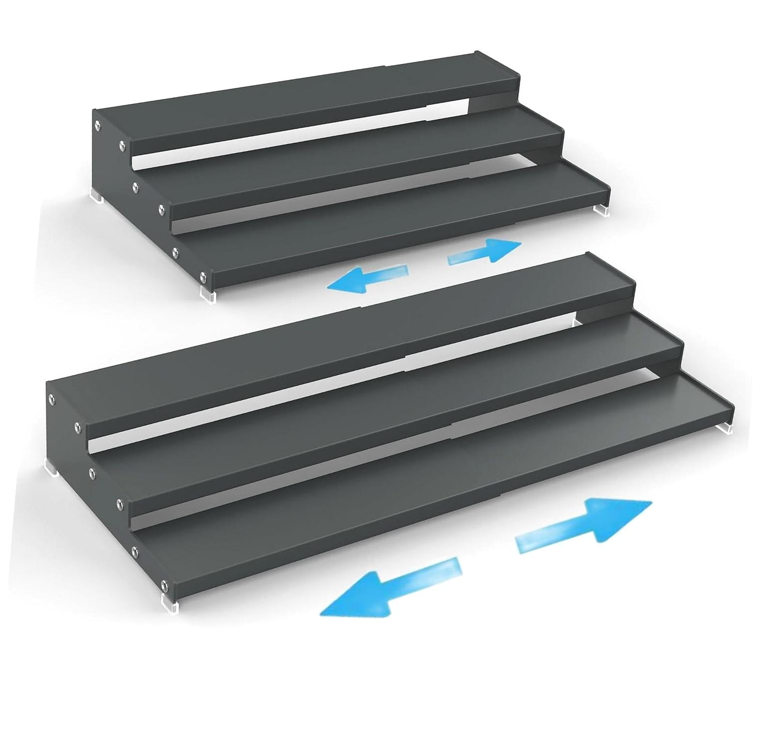HYKE Expandable Spice Rack Storage organizer with 3-Tier step shelf ...