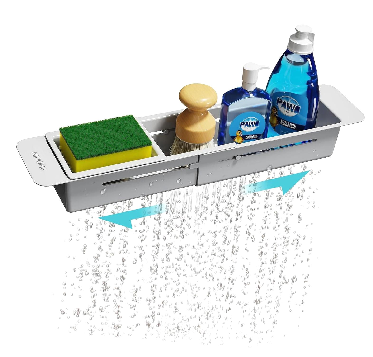 HYKE Extendable Over Sink Kitchen Organizer, Small Telescopic Storage ...