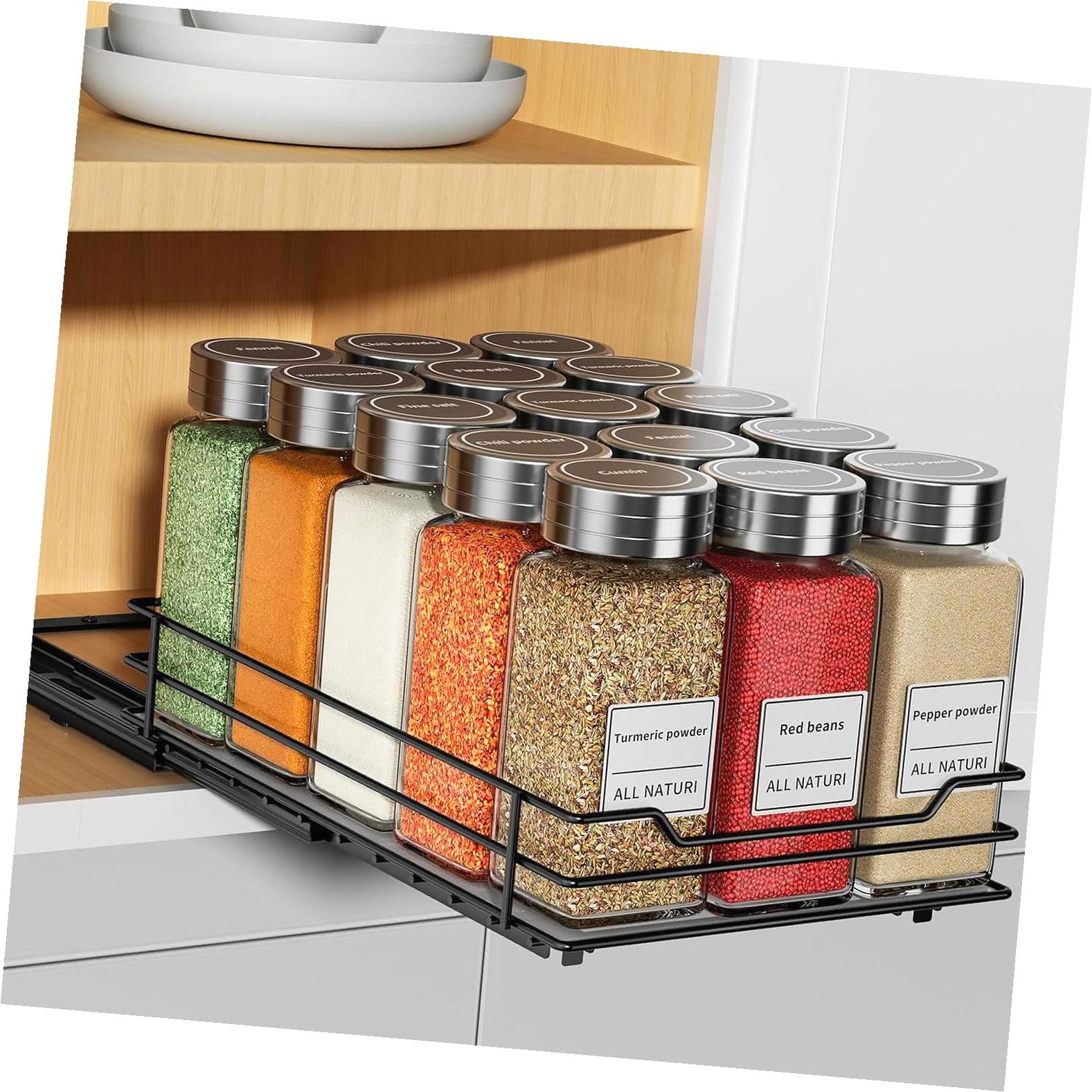 HYKE Extendable Spice Organizer for Cabinets, Retractable Spice Storage ...