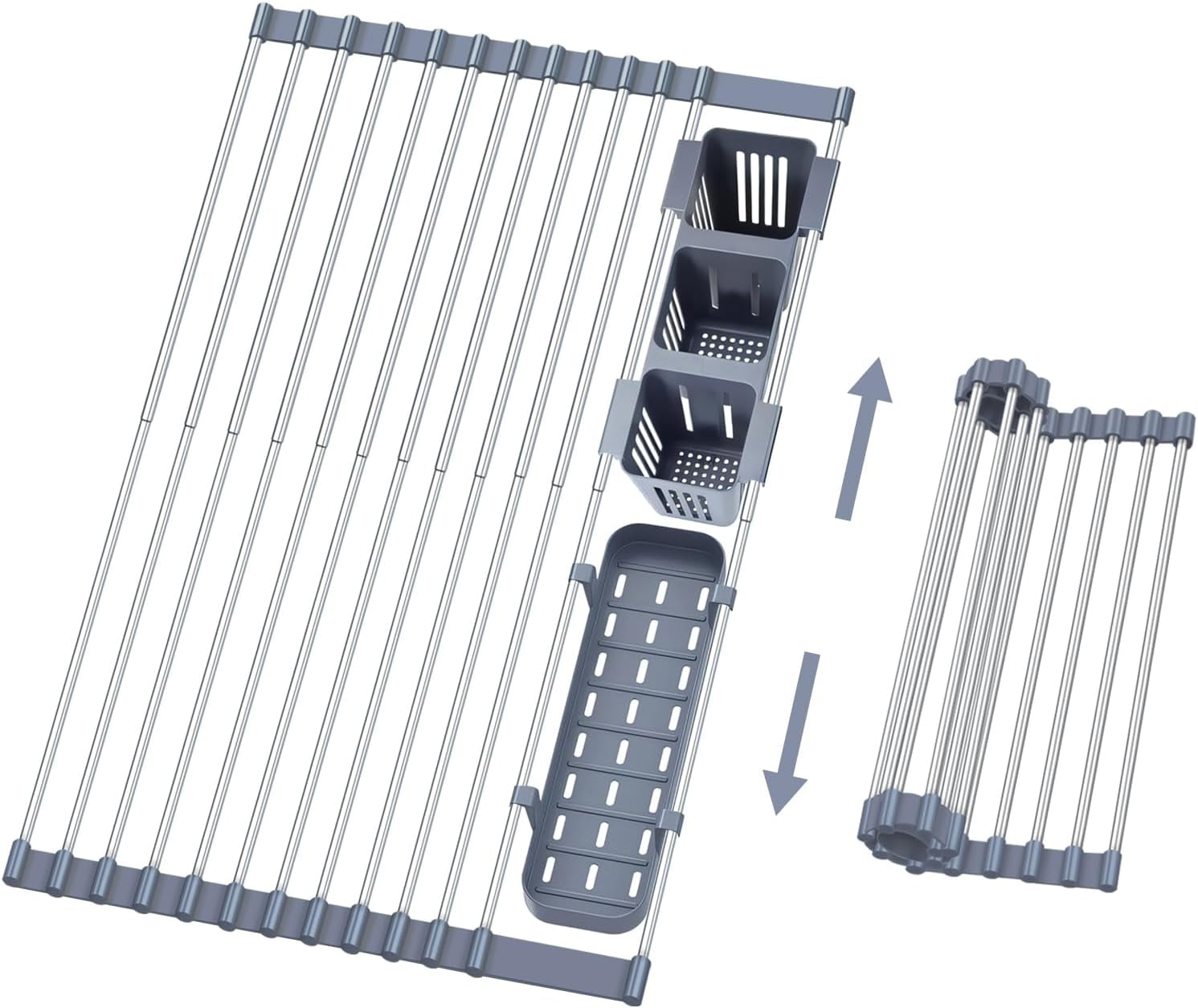 HYKE Extra Large Expandable Roll Up Dish Drying Rack, 22.8 x 17.3 in ...