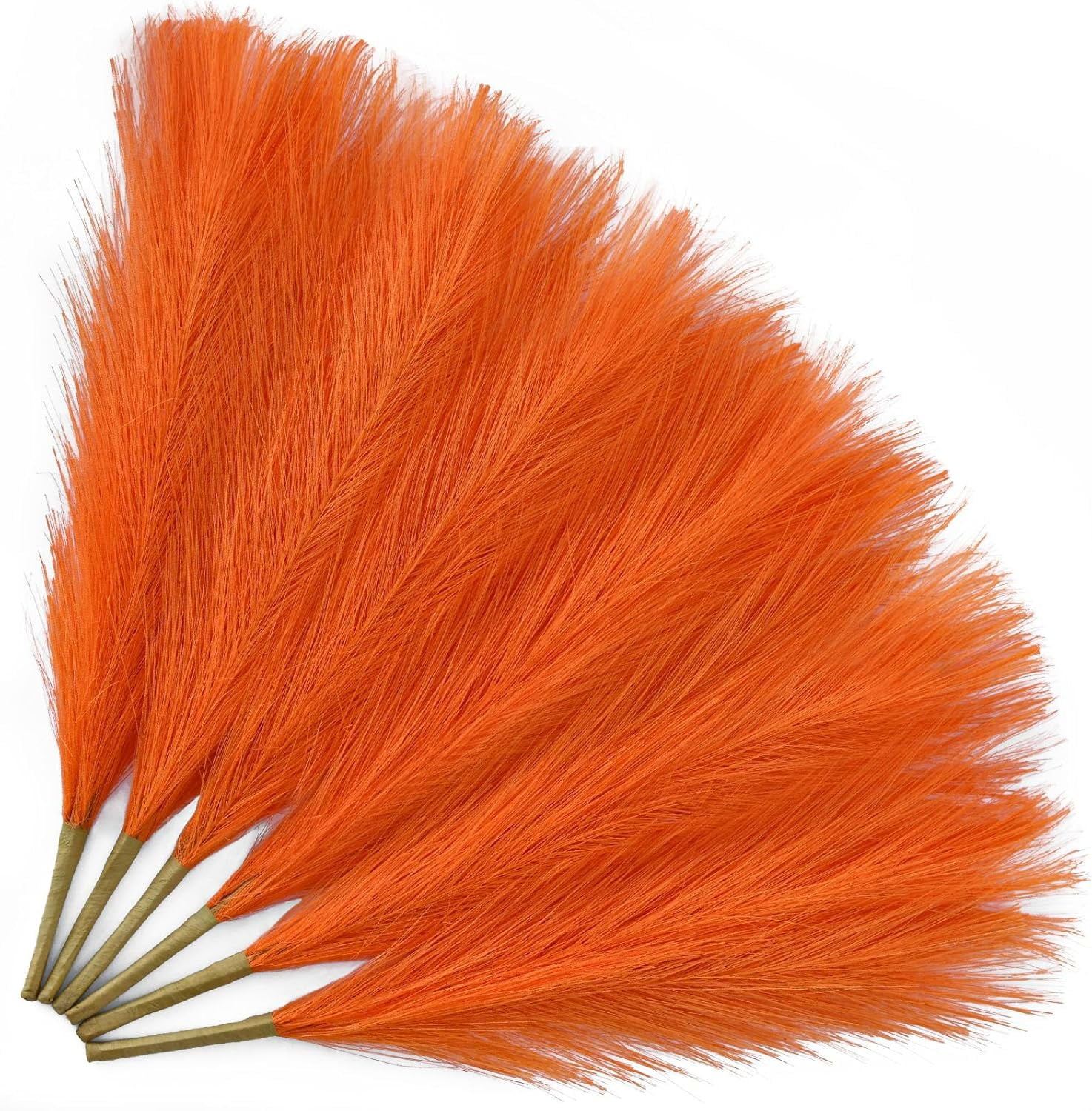 HYKE Faux Orange Pampas Grass 6Pcs, 17.7" Pampas Grass Stems Fall Vibe ...