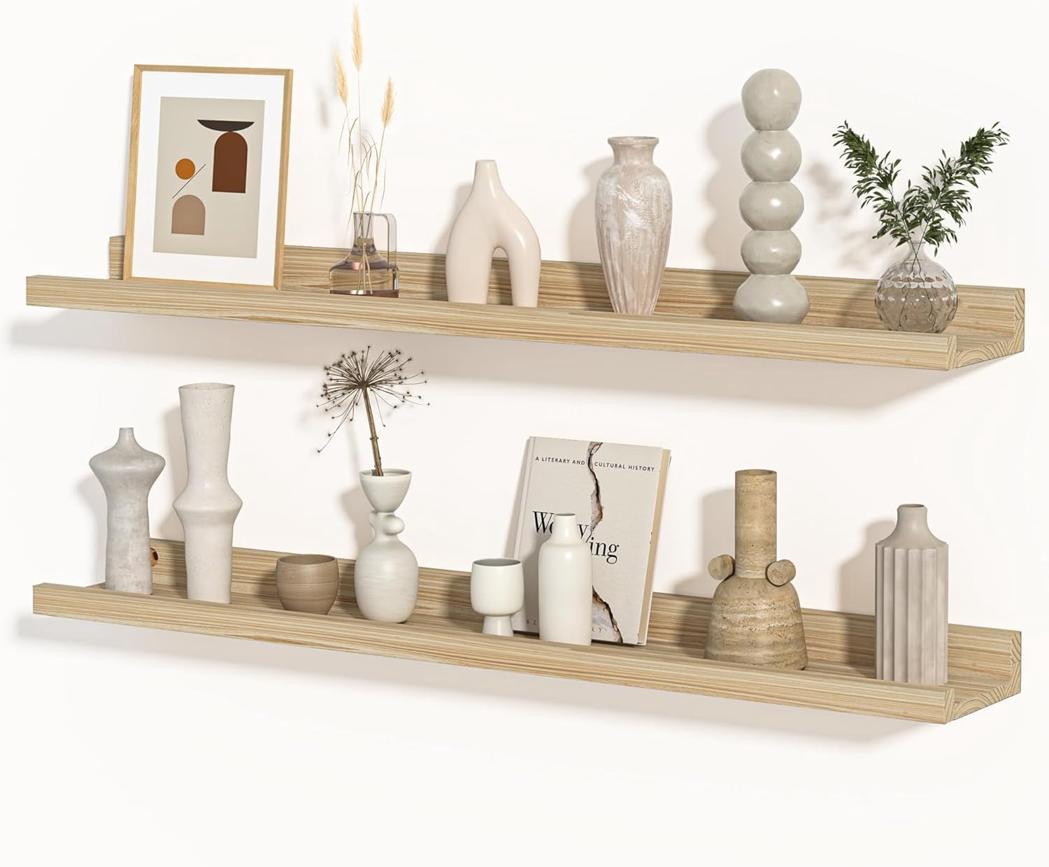 HYKE Floating Shelves For Wall, Picture Ledge Shelf 36 Inch Solid Wood ...