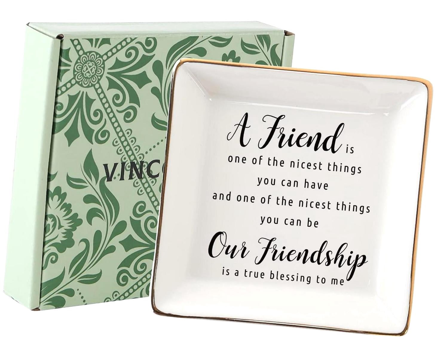 HYKE Friend for Women Her Birthday-Ceramic Dish Jewelry Tray-A Friend ...