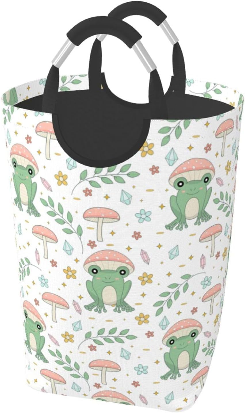 HYKE Frog and Mushrooms Laundry Basket Frogs 50L Large Collapsible ...