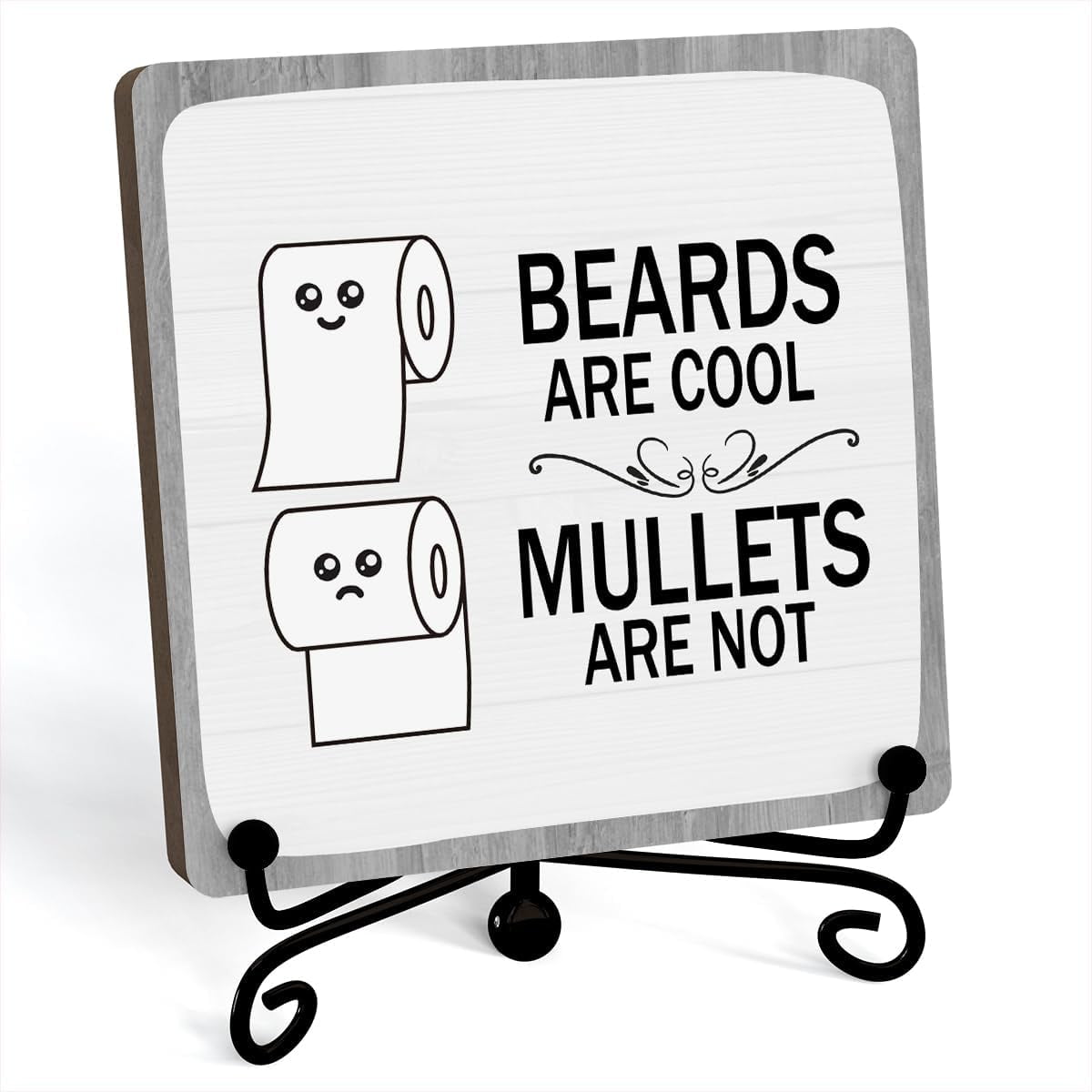 HYKE Funny Bathroom Signs, Beards Are Cool Mullets Are Not Wooden Sign ...