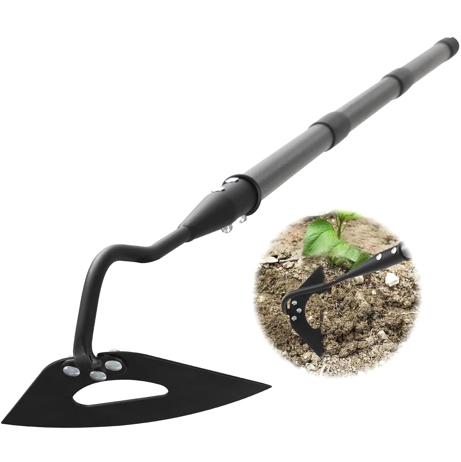 HYKE Garden Hoe, 55 Inch Adjustable Long Handle with Rustproof Metal ...