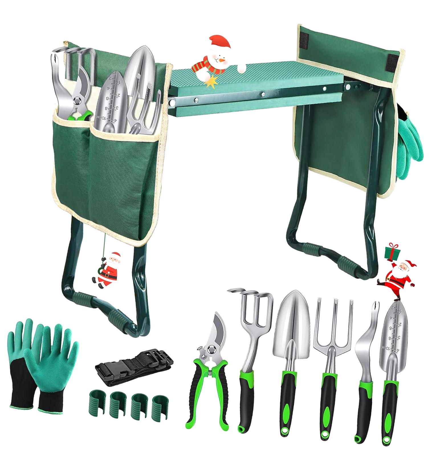 HYKE Garden Kneeler and Seat, Foldable Stool with Kneeling , Includes 6 ...