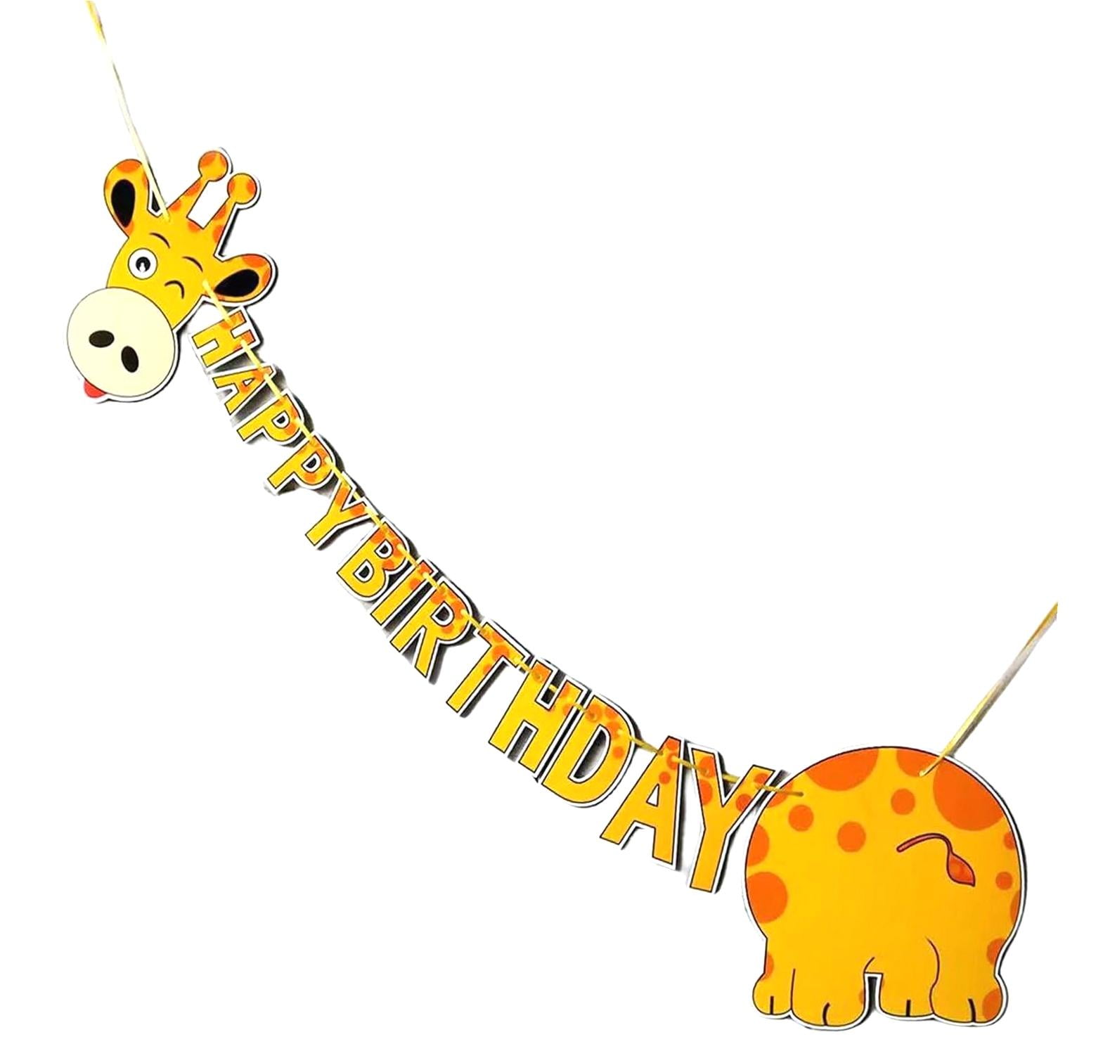 HYKE Giraffe Happy Birthday Party Banner, Cartoon Animal Garland ...
