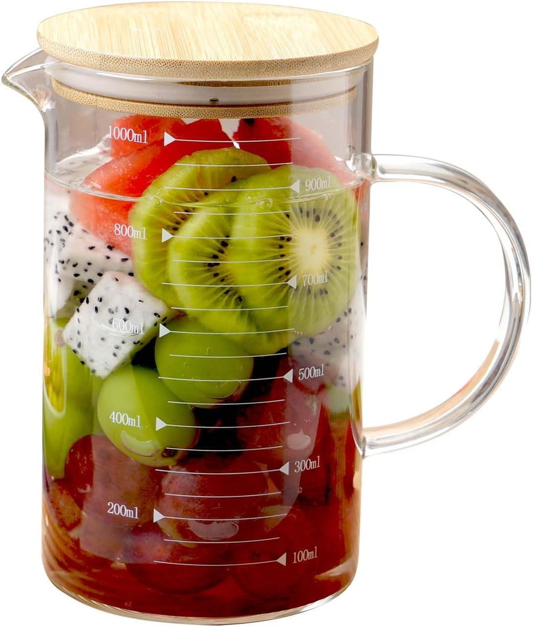 HYKE Glass Luid Measuring Cup With Lid Coffee Beaker Mug Borosilie ...