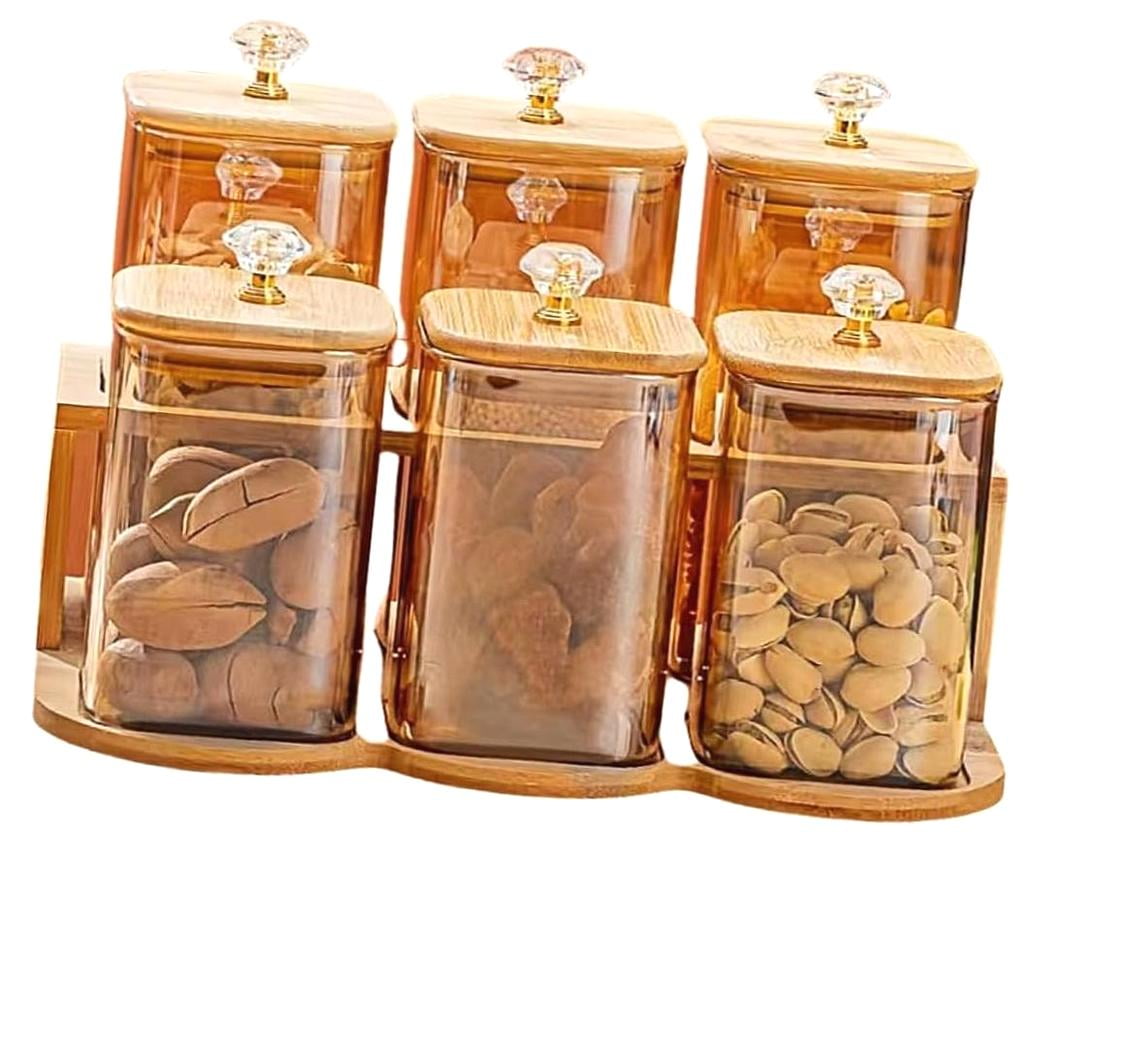 HYKE Glass Storage Containers with Lids (17oz/22oz), 6-Pack Square ...