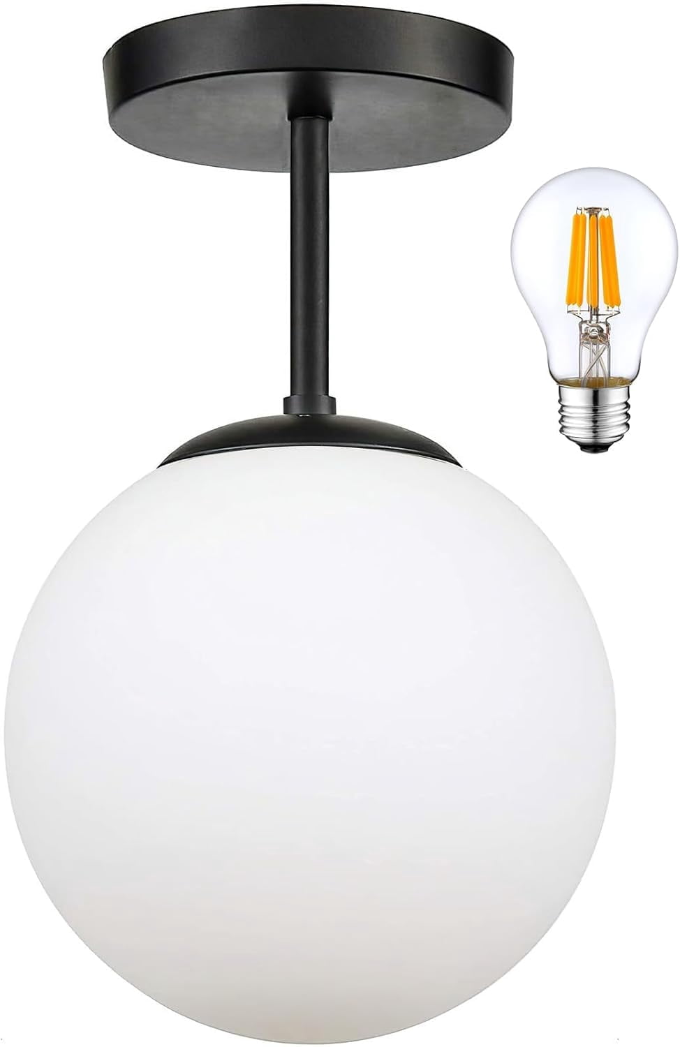 HYKE Globe Semi Flush Mount Ceiling Light, Mid Century Modern Light ...