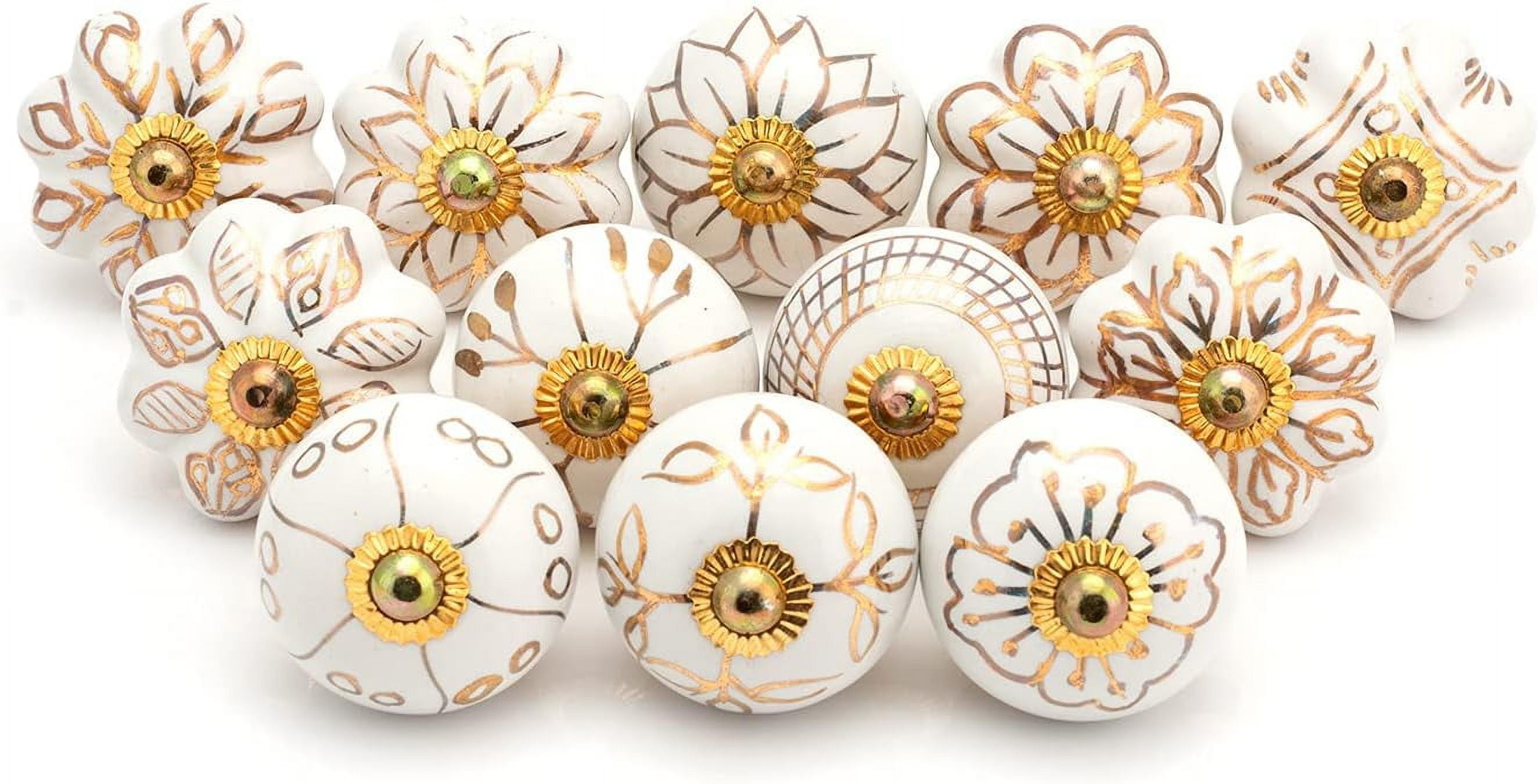 HYKE Gold Cabinet Knobs - Indian Assorted Mix Design Drawer Pull Handle for Kitchen Cupboard ...