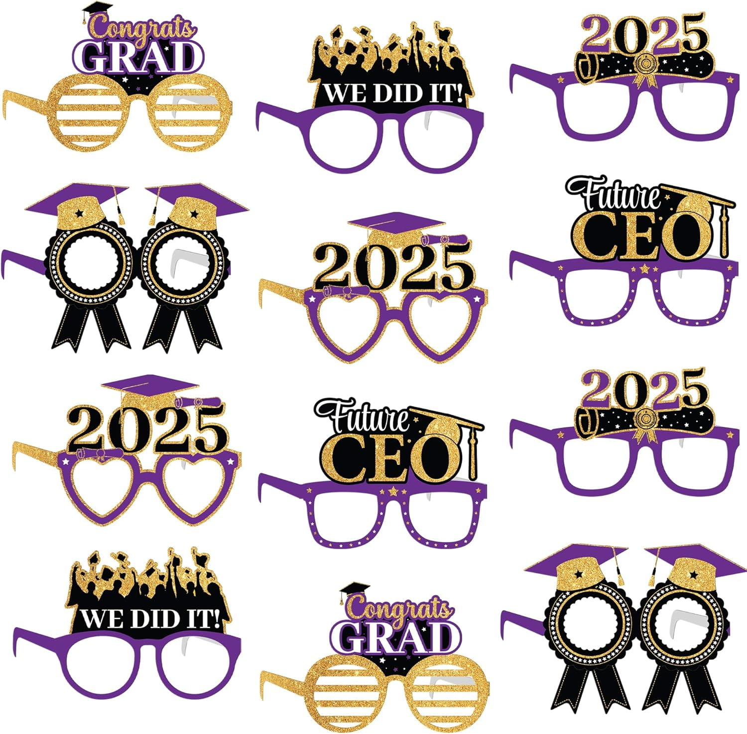 HYKE , and Gold Graduation Eyeglasses 2025 - Pack of 12 | Graduation ...