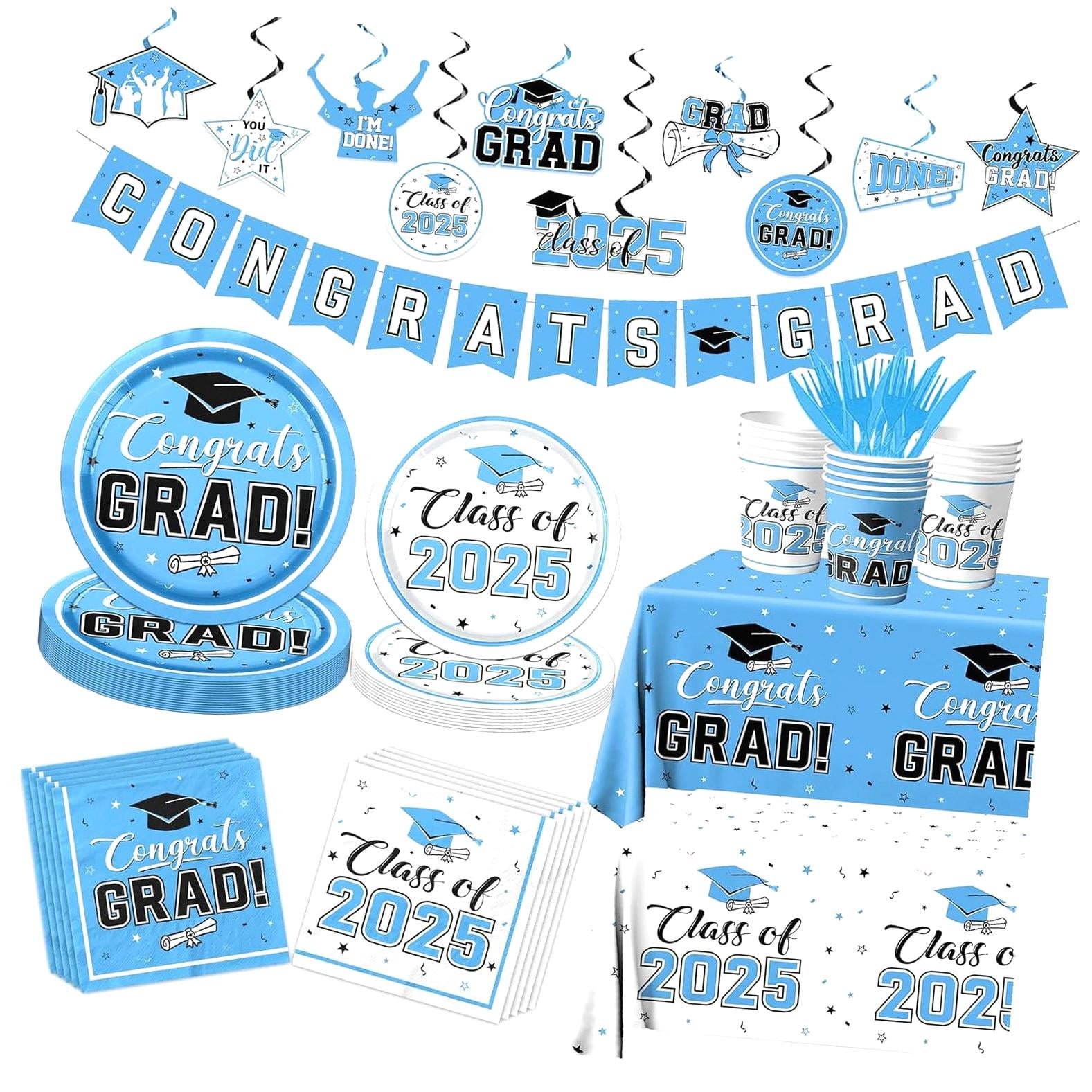 HYKE Graduation 2025 Decorations Tableware,189pcs White Graduation ...