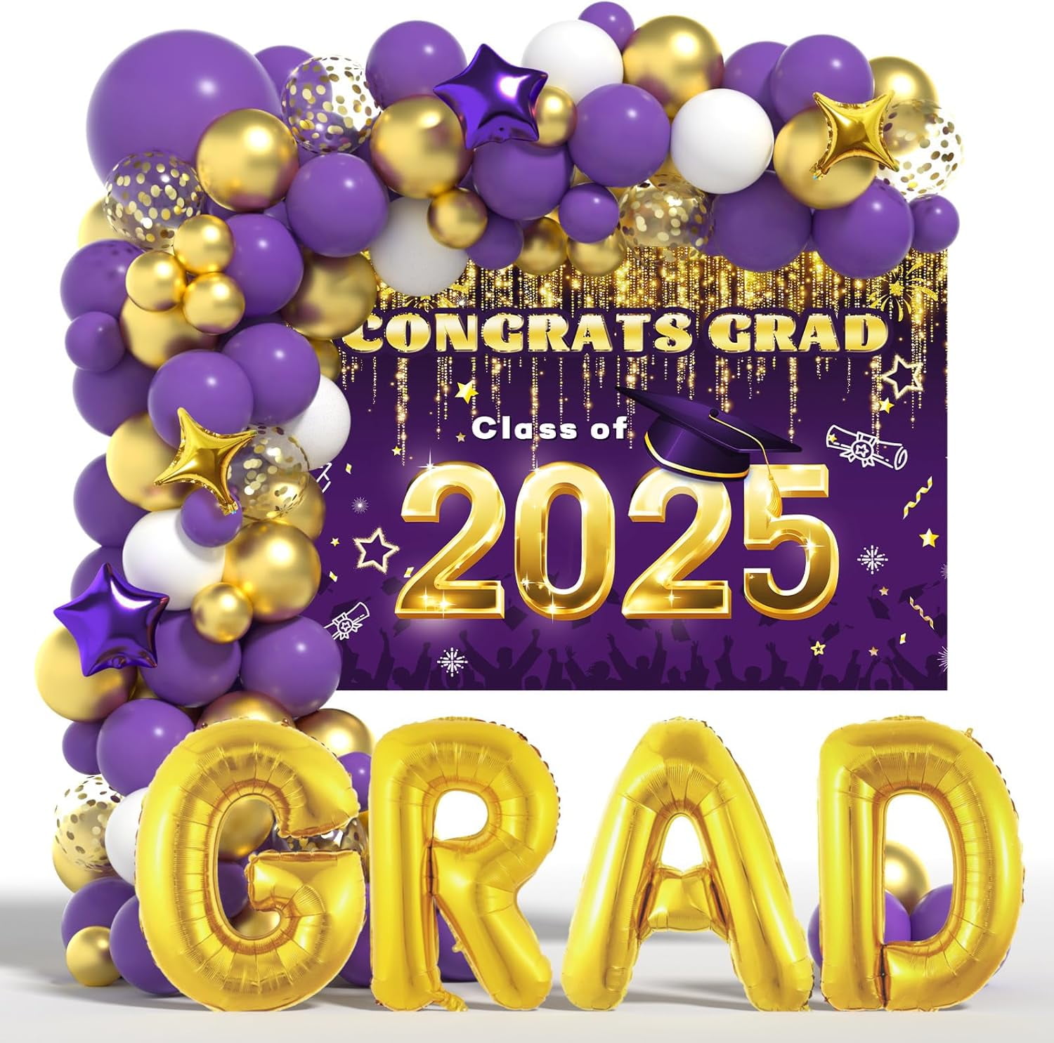 HYKE Graduation Balloons Arch Kit 2025, Graduation Party Decorations of ...