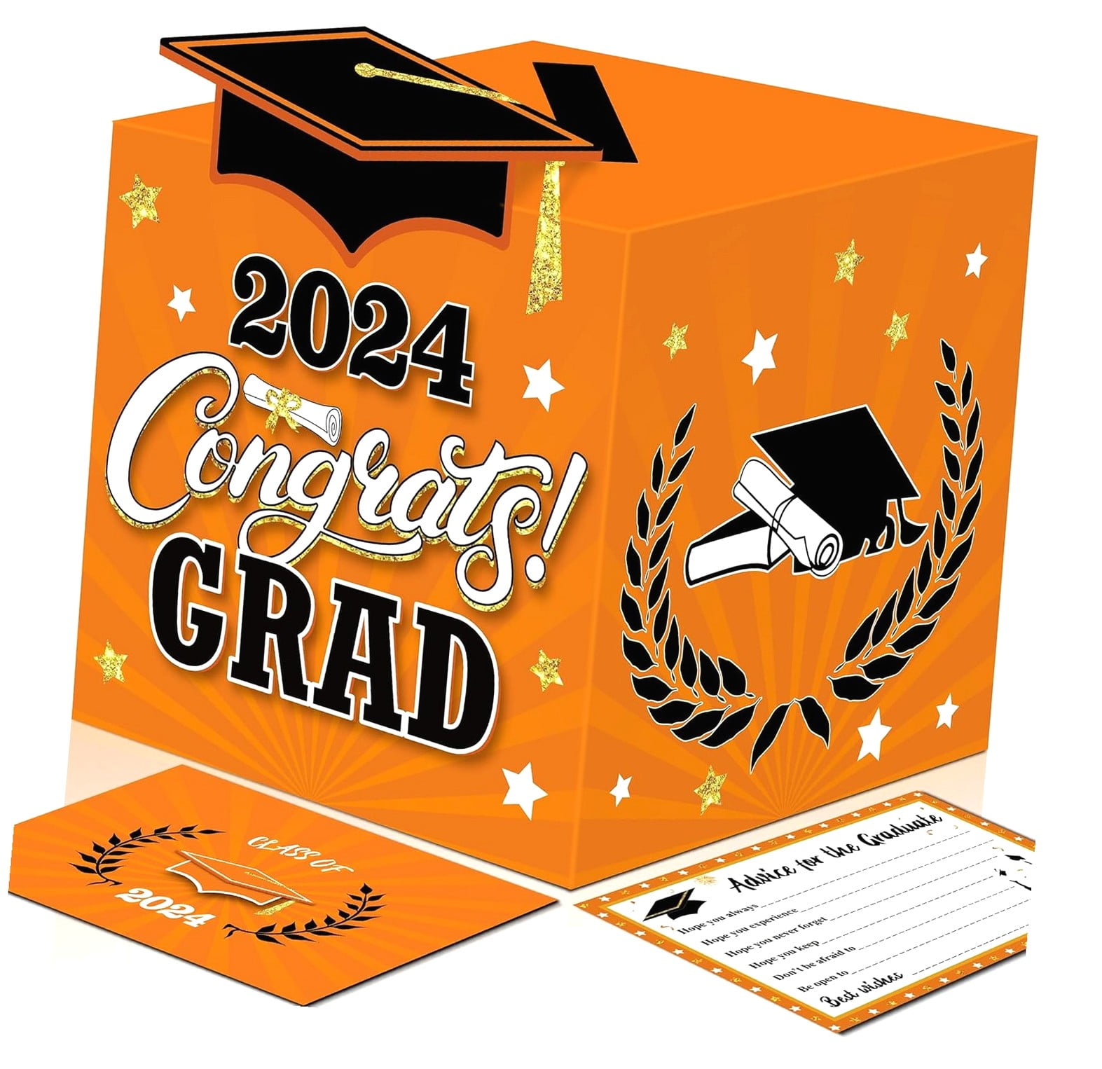 HYKE Graduation Set with Orange and Graduation Card Holder Box 36PCS ...