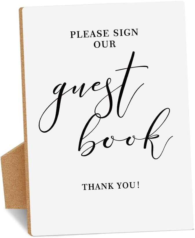 HYKE Guest Book Wooden Sign with Stand, Wedding Table Sign, Please Sign ...