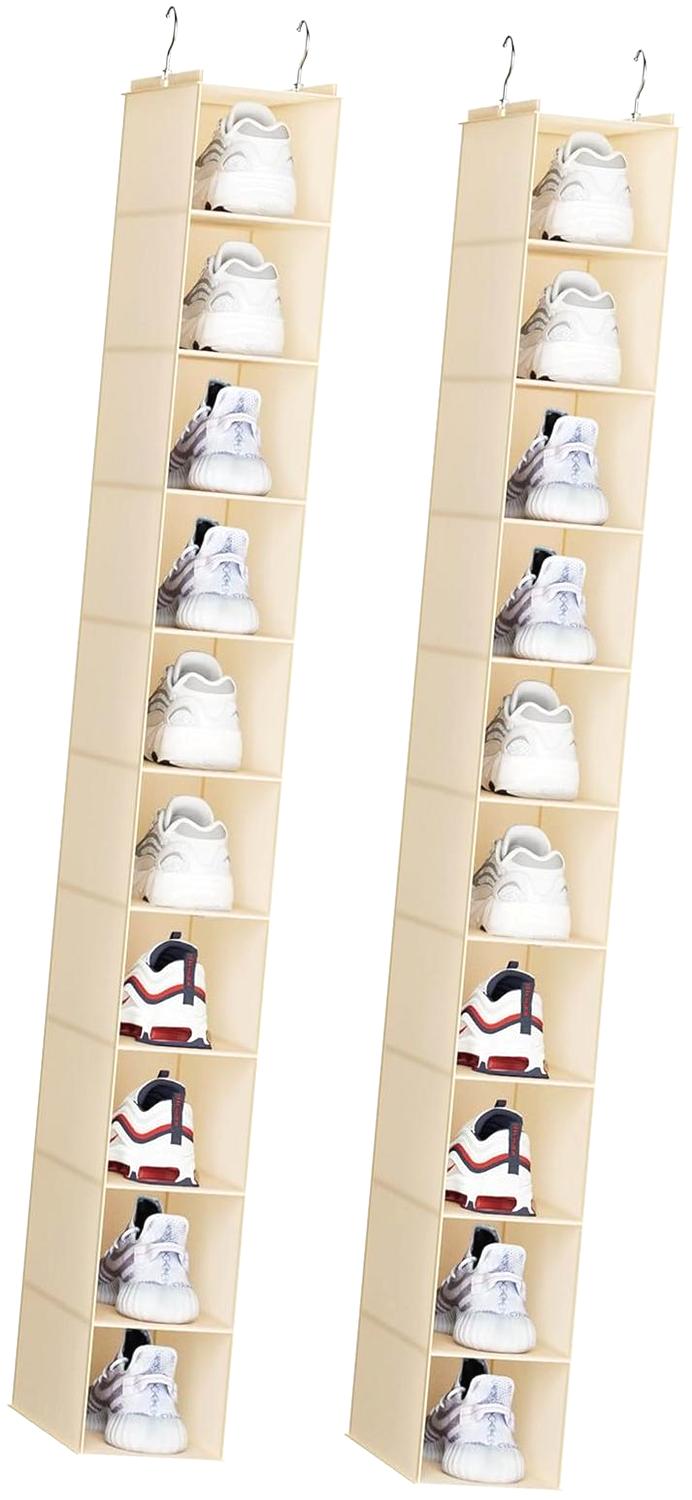 HYKE Hanging Shoe Organizer, 10-Shelf Closet Shoe Storage, Hanging Shoe ...