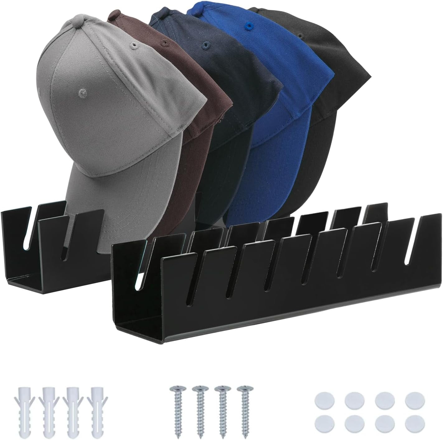 HYKE Hat Organizer For Ball Cap, Golf Cap, Trucker Hat；2-Pack Black ...