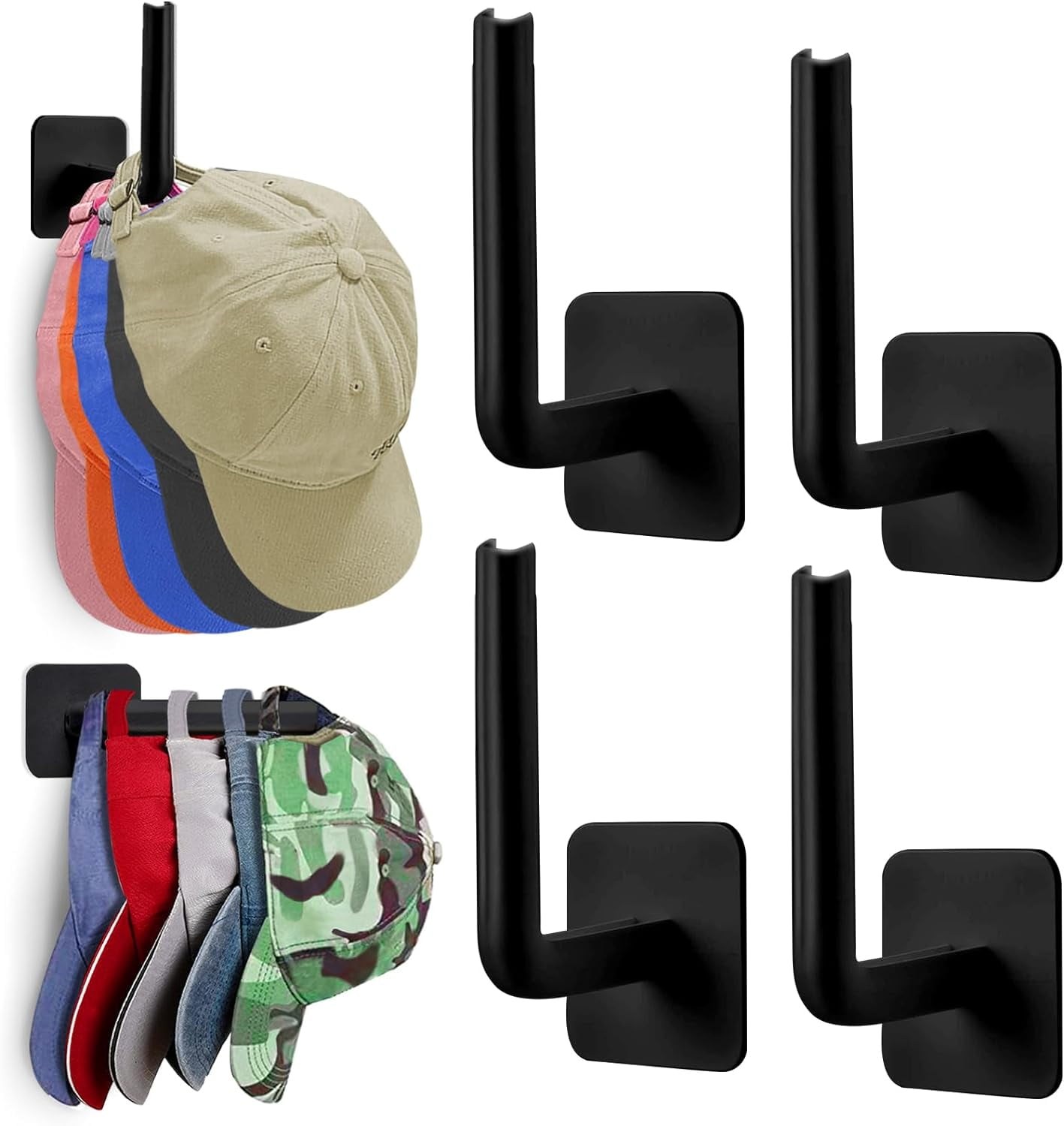 HYKE Hat Rack for Wall Hat Organizer, 4-Pack Hat Racks for Baseball ...