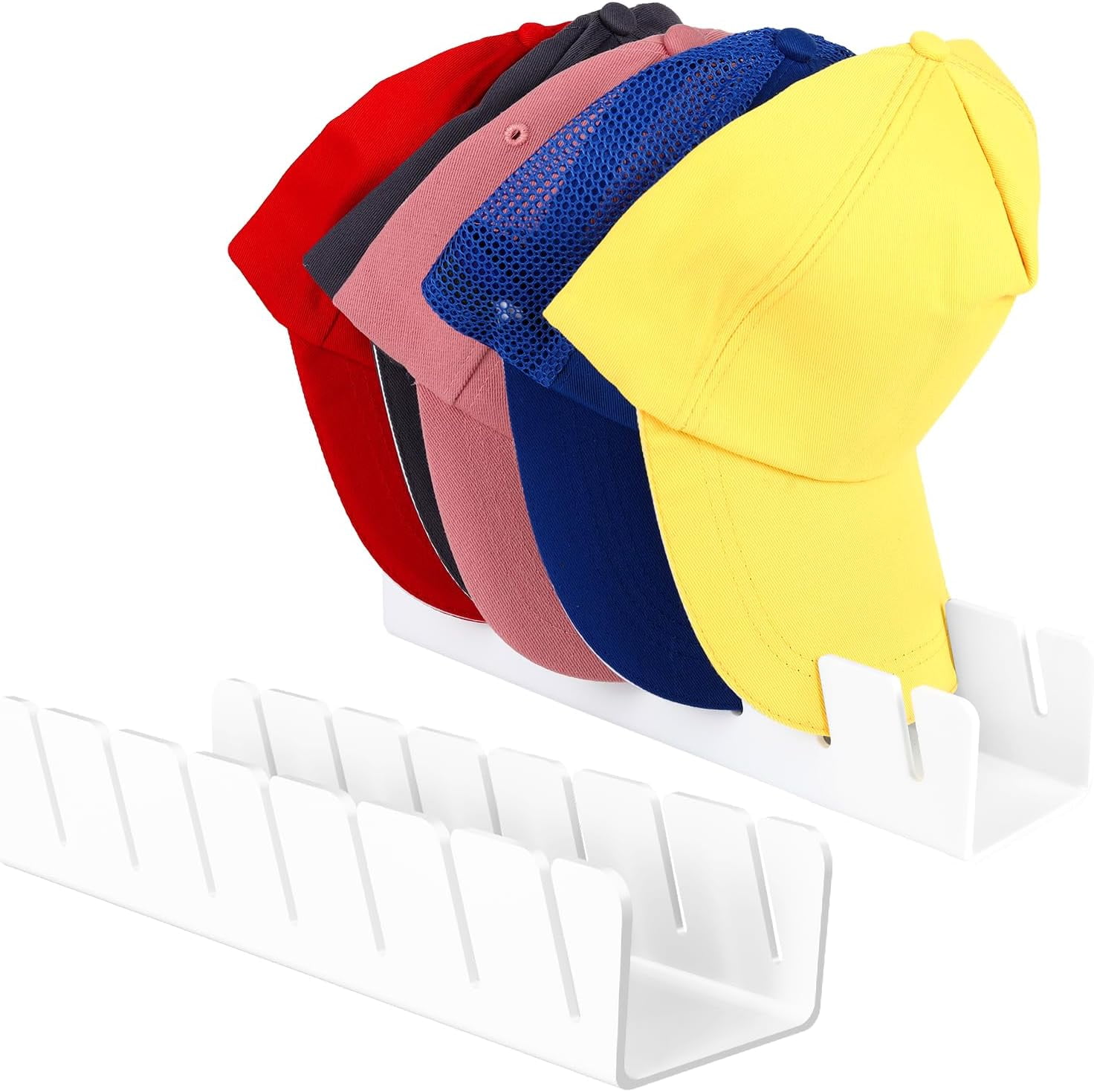 HYKE Hat Stand for Baseball Caps, 2Pcs No Install Acrylic Hat Organizer ...