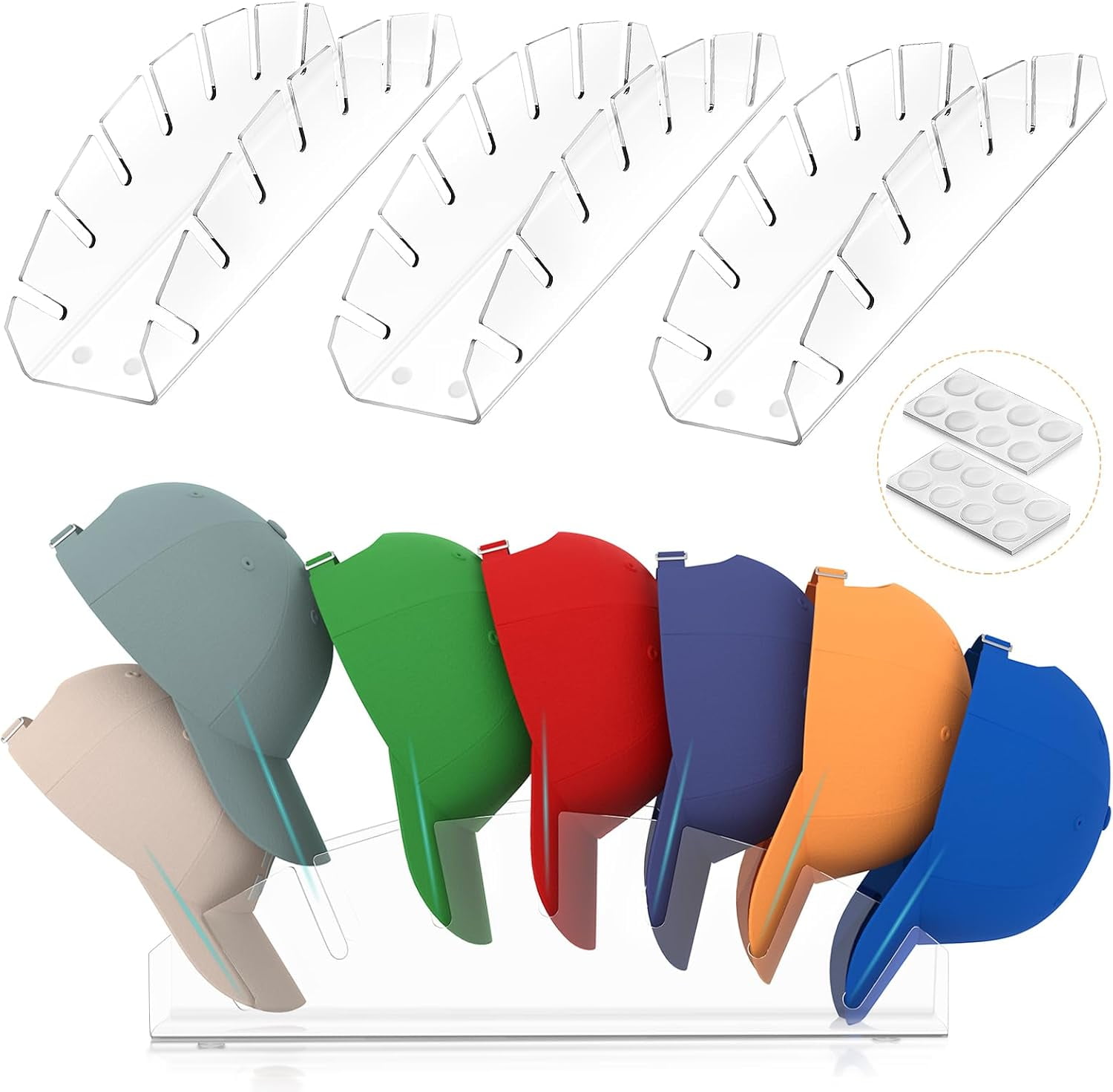 HYKE Hat Stand Baseball Caps Display Rack, 4 Pack Acrylic Hat Organizer ...