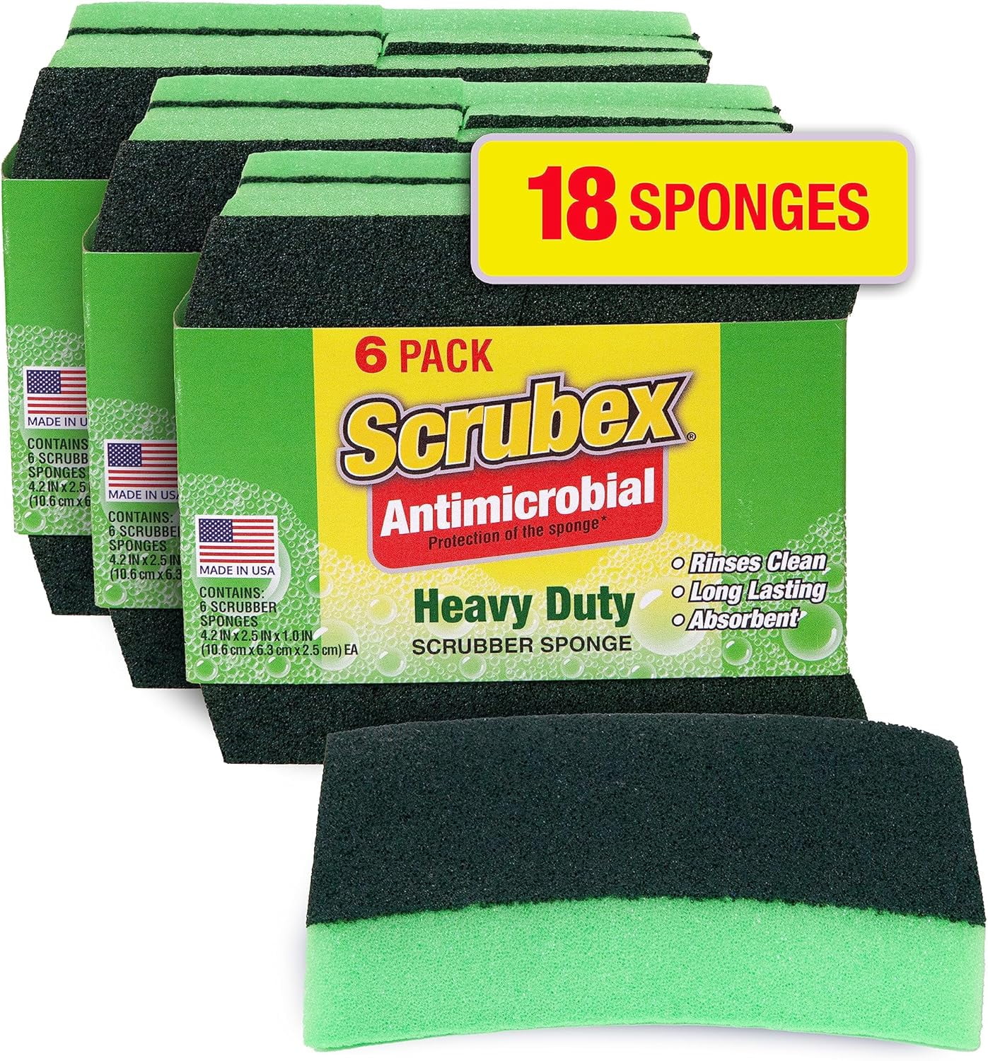 HYKE Heavy Duty Odor Resnt Scrub Sponge, Multi-pose Sponge for en and ...
