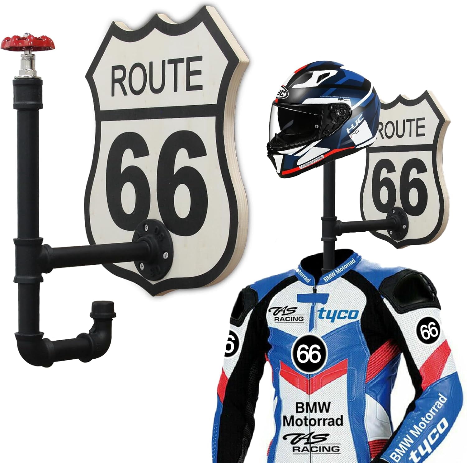 HYKE Helmet Holder Wall Mount,Motorcycle Helmet Rack Made of Industrial ...