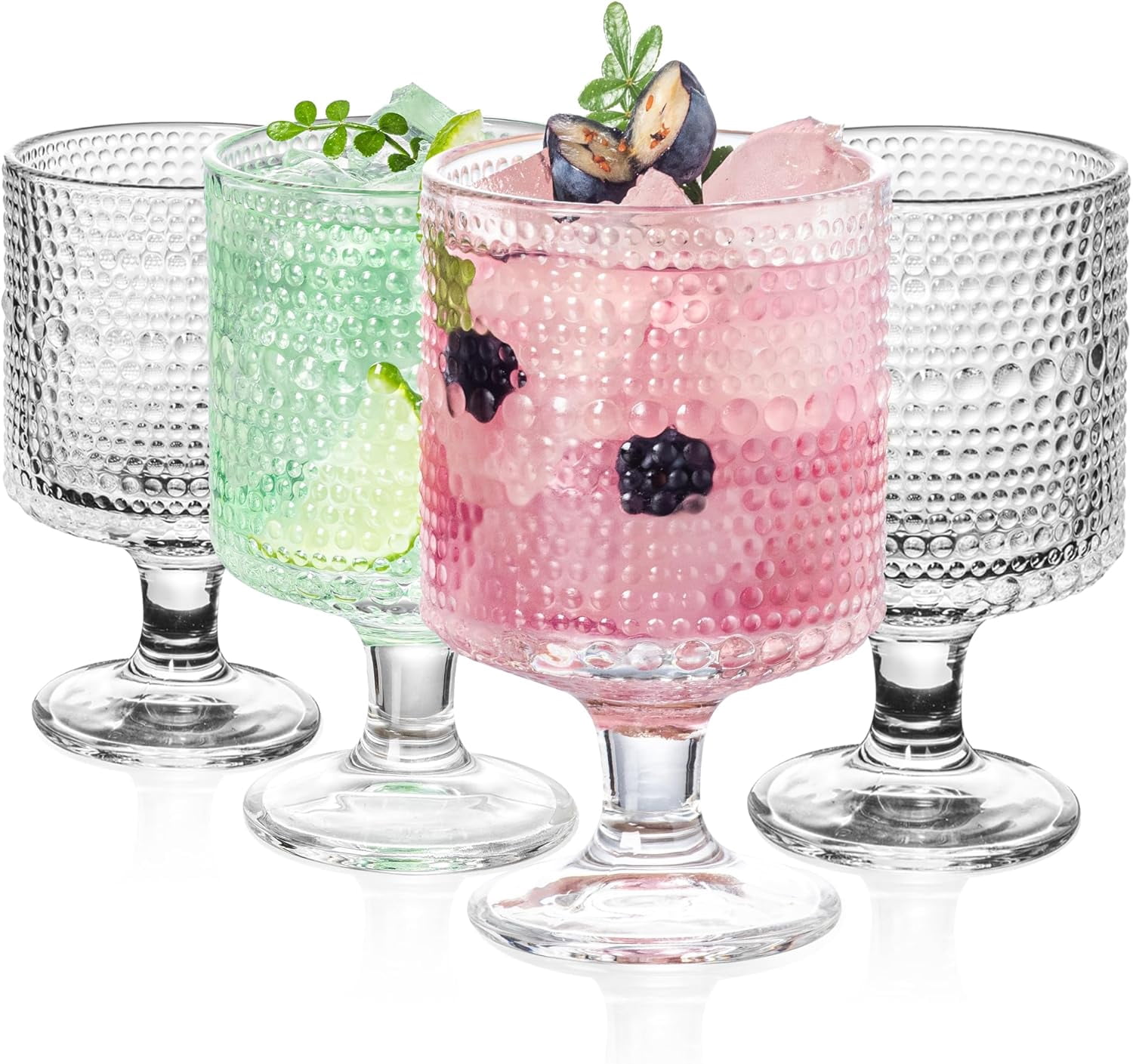 HYKE Hobnail Iced Brage Goblets, Goblets Glasses set of 4, Vintage 8oz ...
