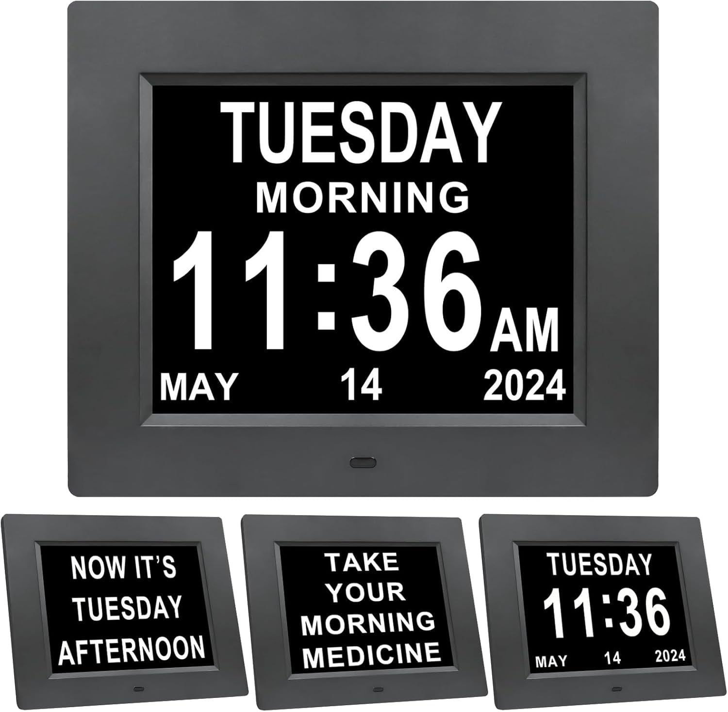 HYKE Jai Large Number Digital Clocks for Seniors, 8 Ala Clock with Day ...
