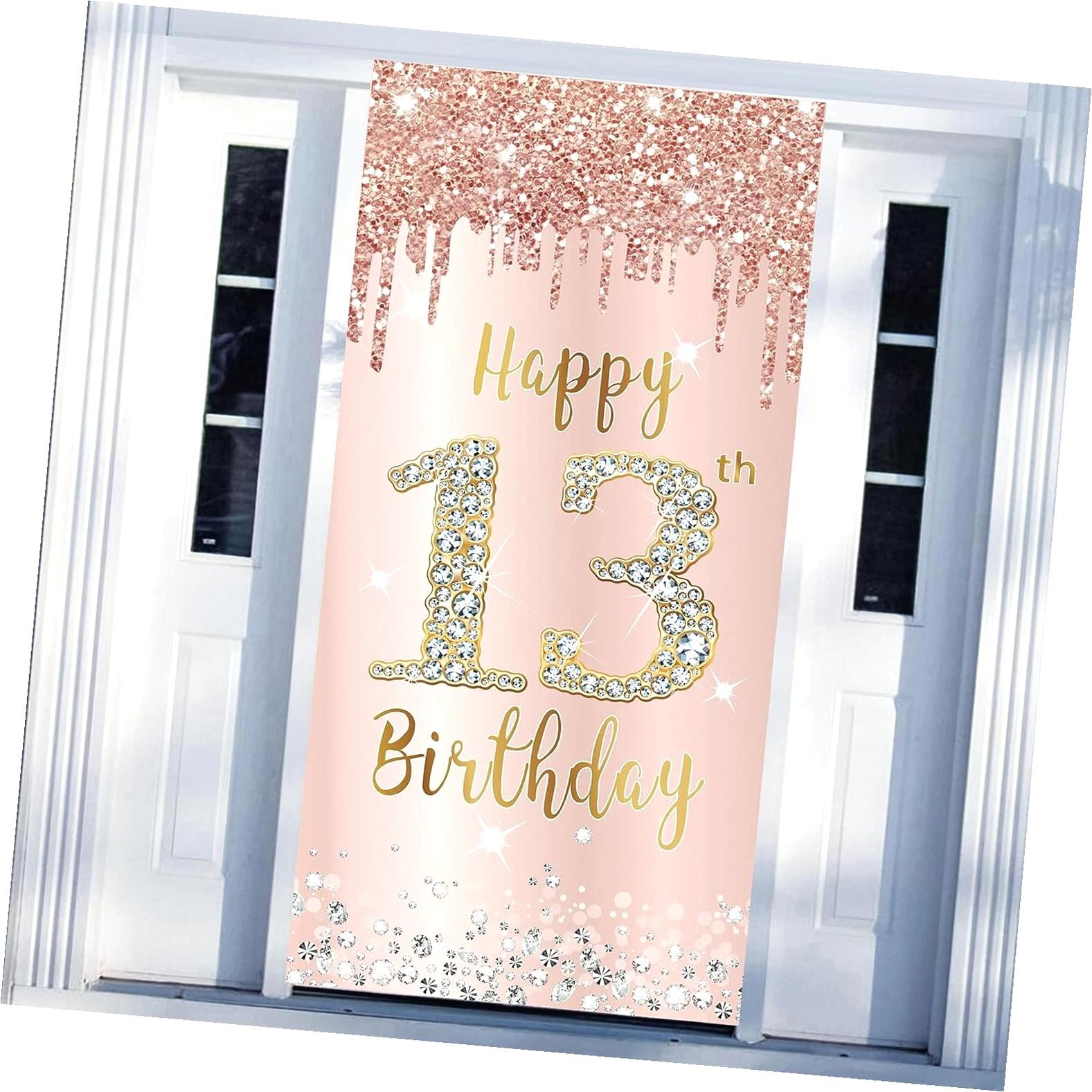 HYKE Joyful 13th Birthday Door Banner Background Decor for Girls, Rose ...