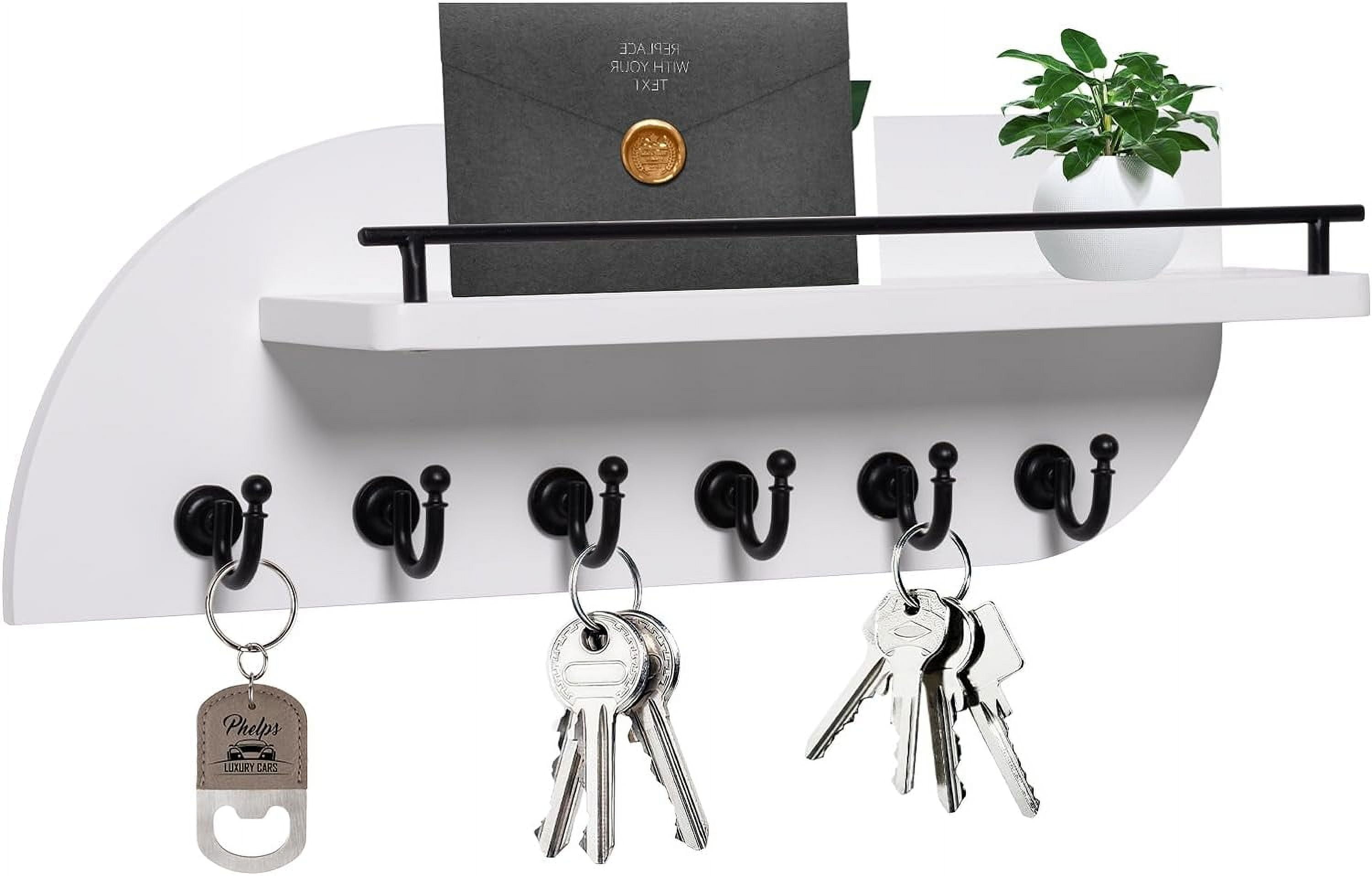 HYKE Key Holder for Wall, Decorative Key and Mail Organizer with 6 ...