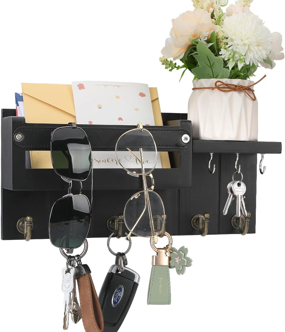 HYKE Key Holder Wall Mount - Decorative Key Holder for Wall with 9 ...