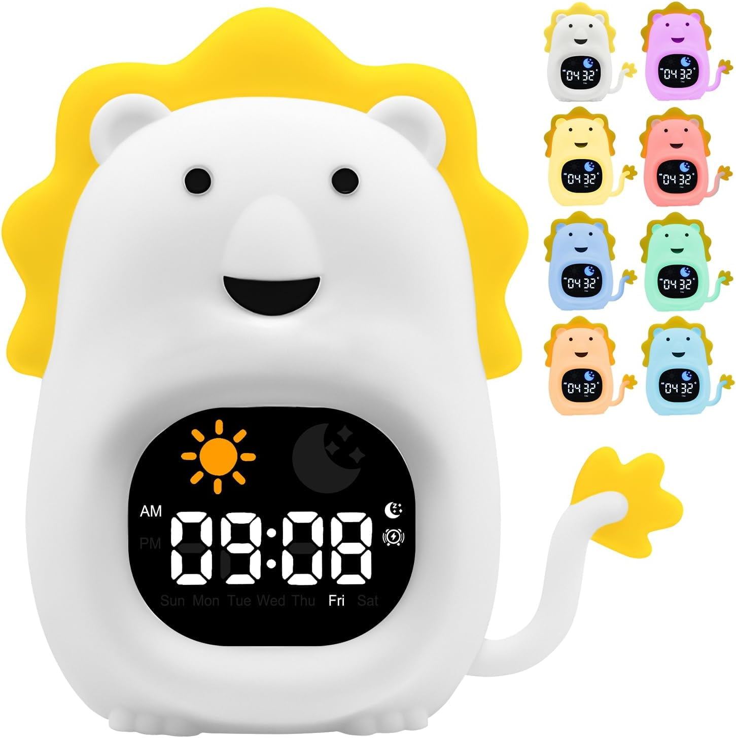 HYKE Kids Alarm Clock, Rechargeable Night Light with 6 White Noise ...