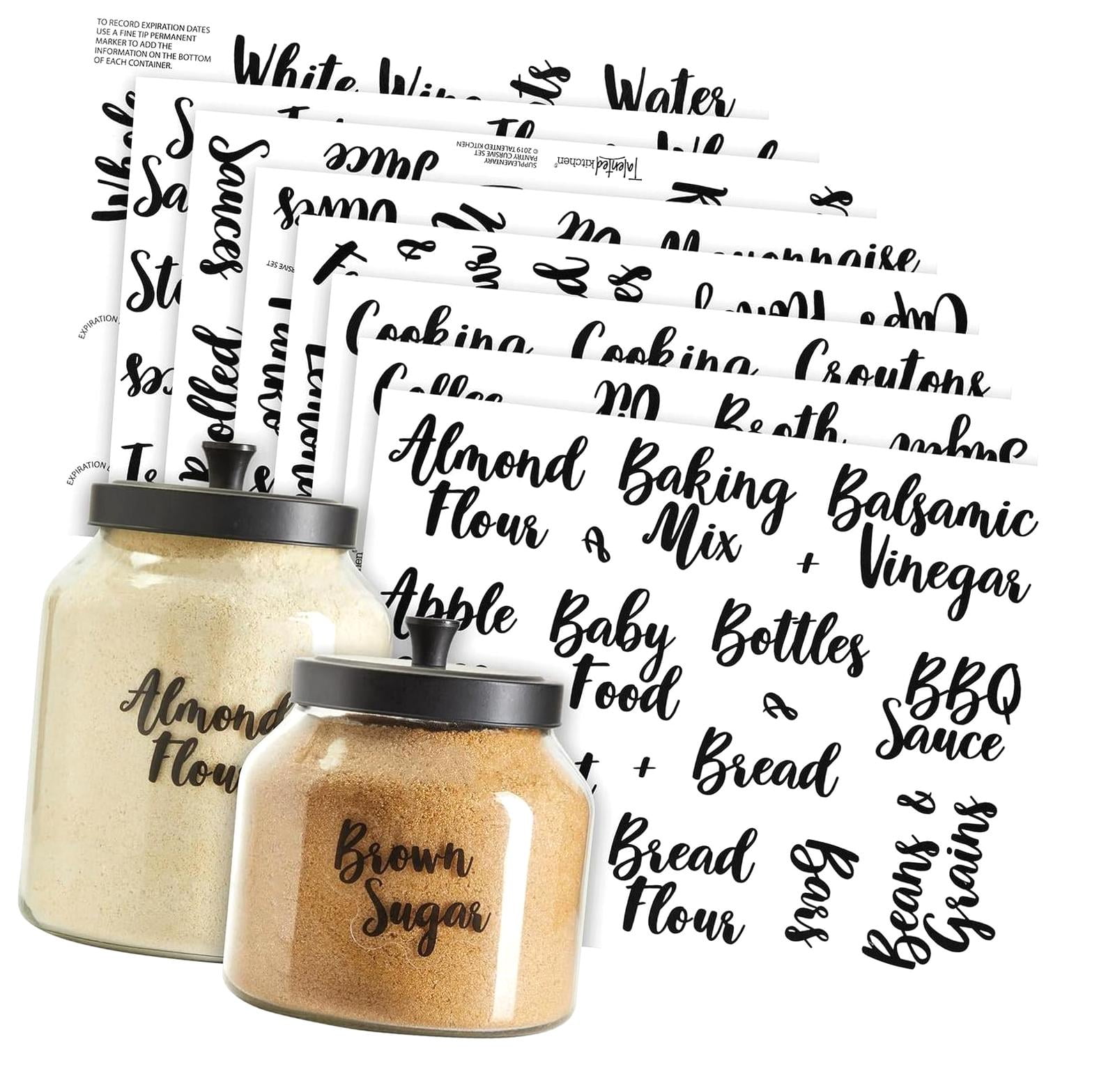 HYKE Kitchen Organization Labels - 155 Cursive Pantry & Fridge Labels ...