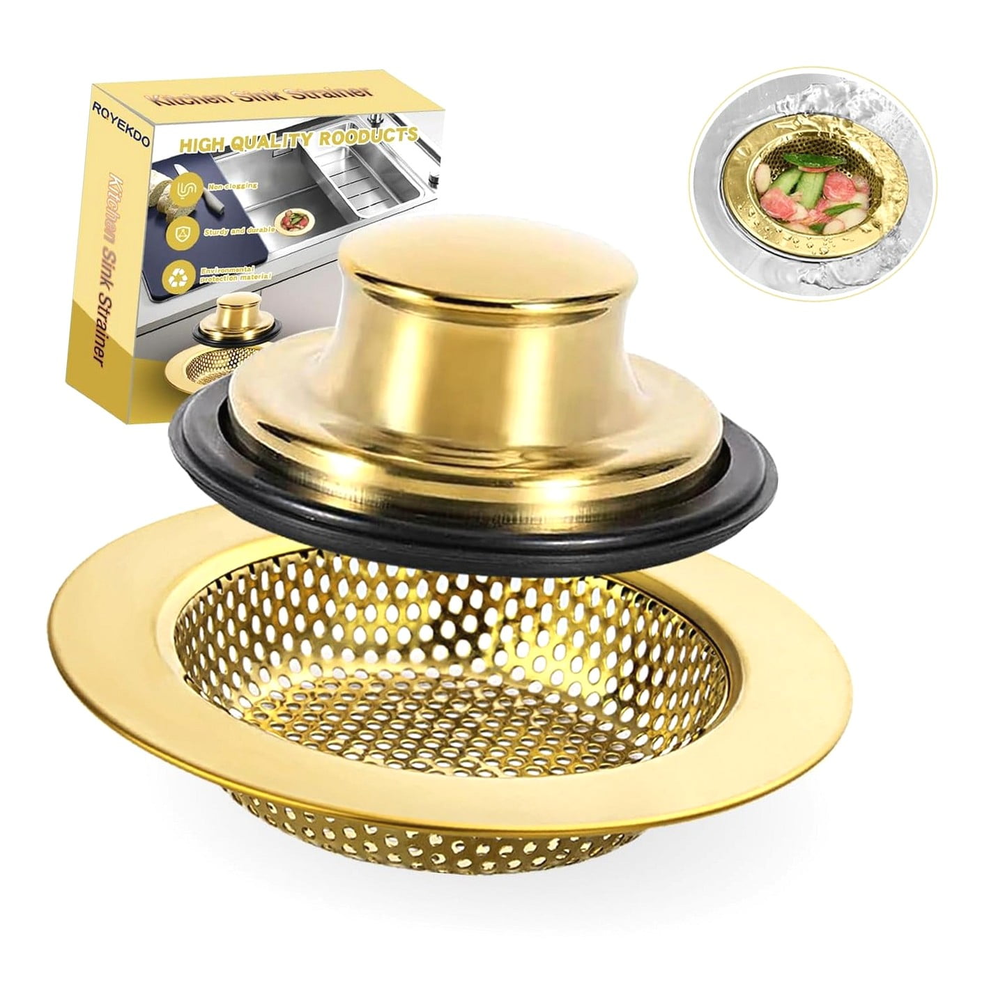HYKE Kitchen Sink Strainers Sink Stopper Kits, Steel Sink Drain ...