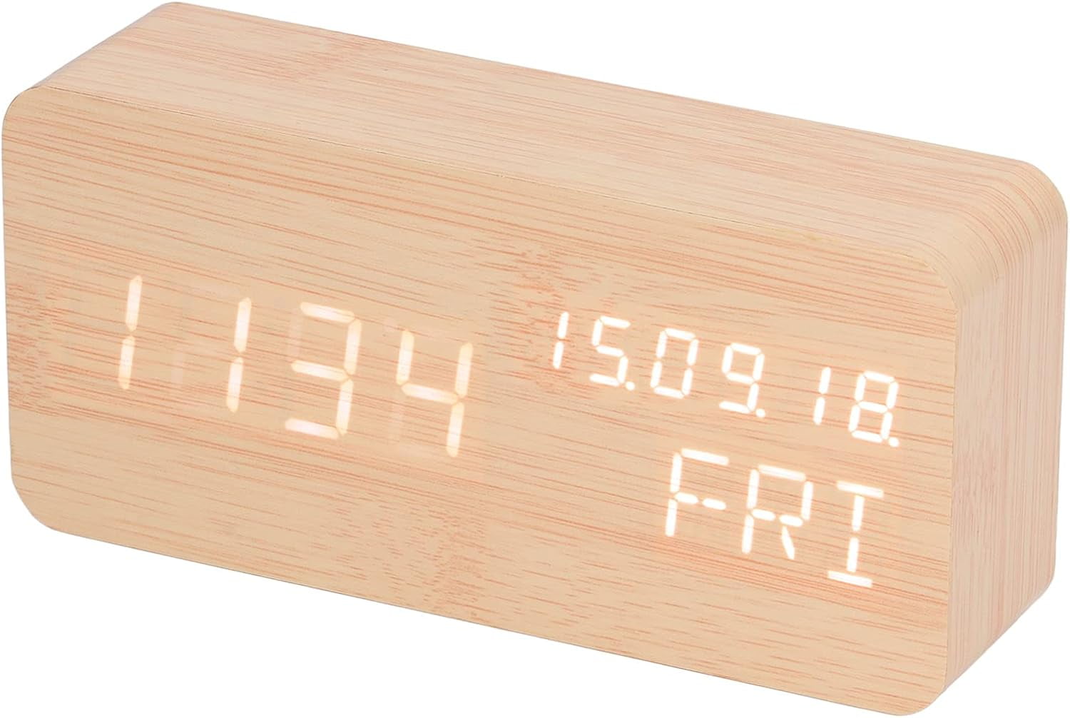 HYKE LED Digital Alarm Clock Wooden LED Alarm Clock Digital Alarm Clock ...