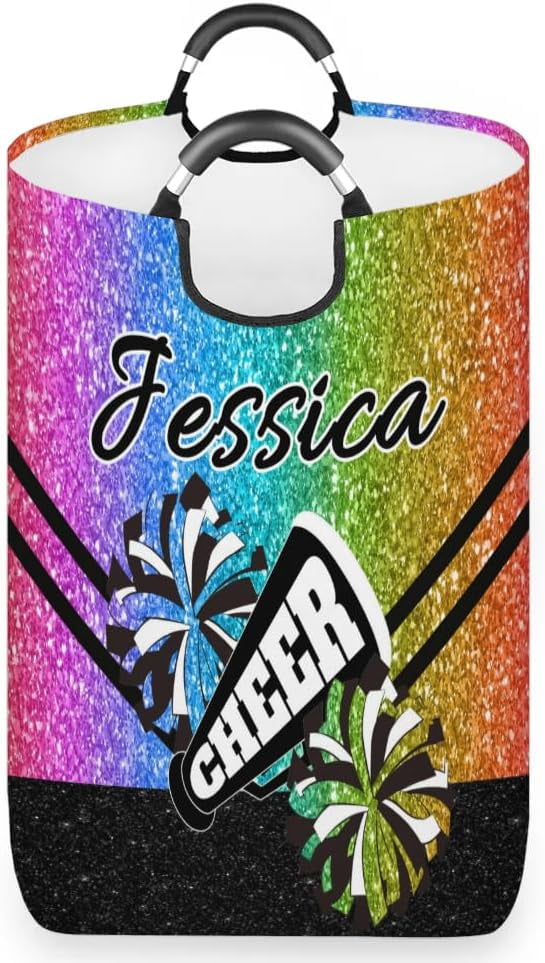 HYKE Large Cheer Laundry Basket, Name Laundry Hamper Bag for ...