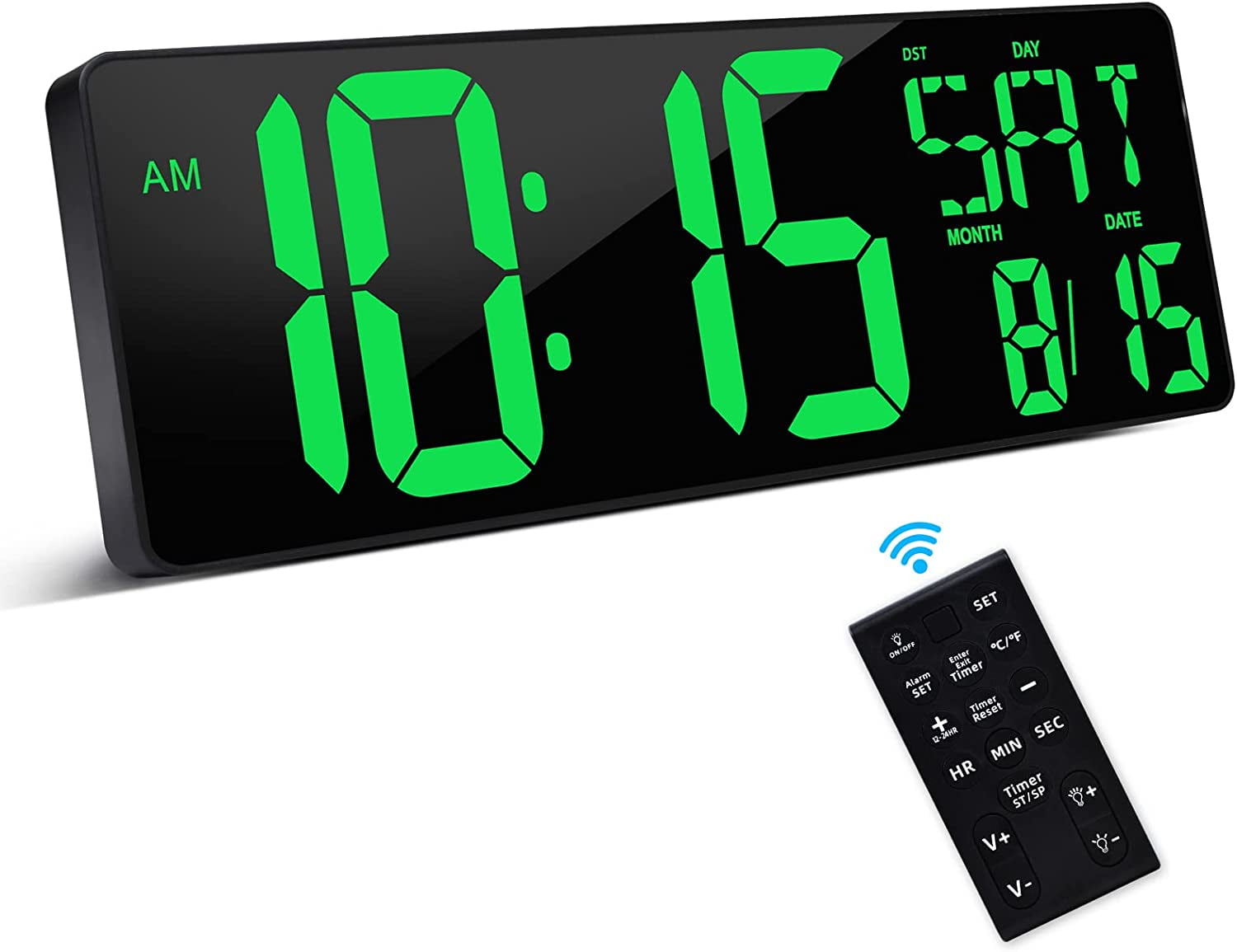 HYKE Large Digital Wall Clock with Remote Control, 16.5 Inch LED ...