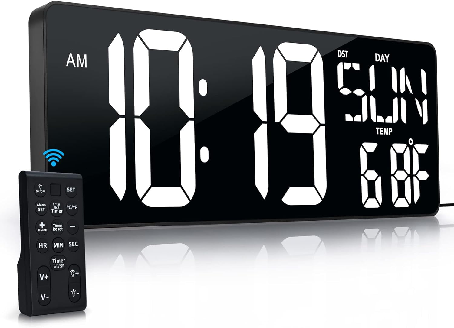 HYKE Large Digital Wall Clock with Remote Control 17.2" LED Large ...