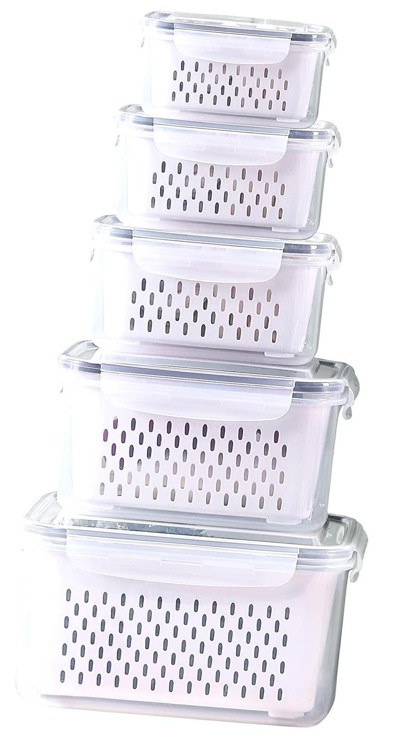 HYKE Large Fridge Food Storage Container Set with Lids with Strainer ...