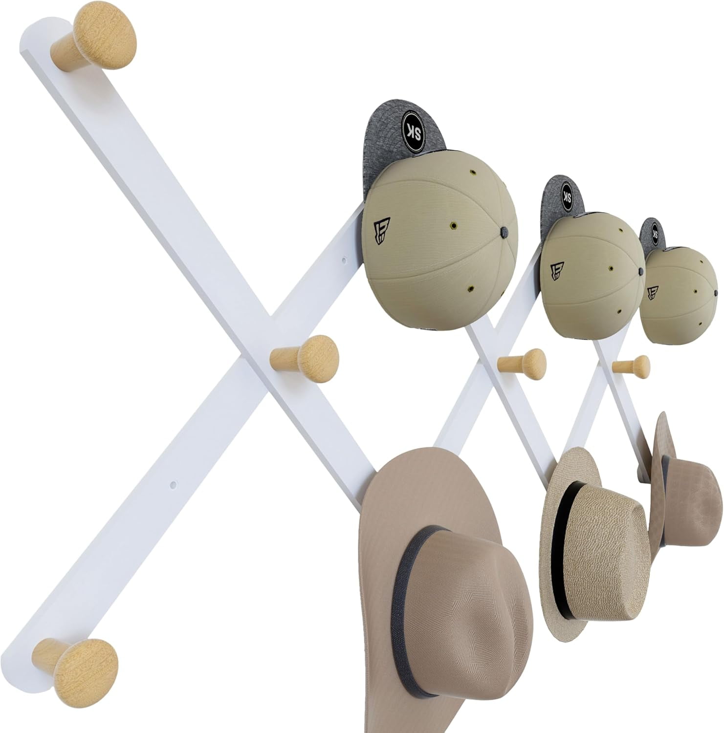 HYKE Large Hat Rack for Wall, Wooden Accordion Wall Hanger, Modern ...