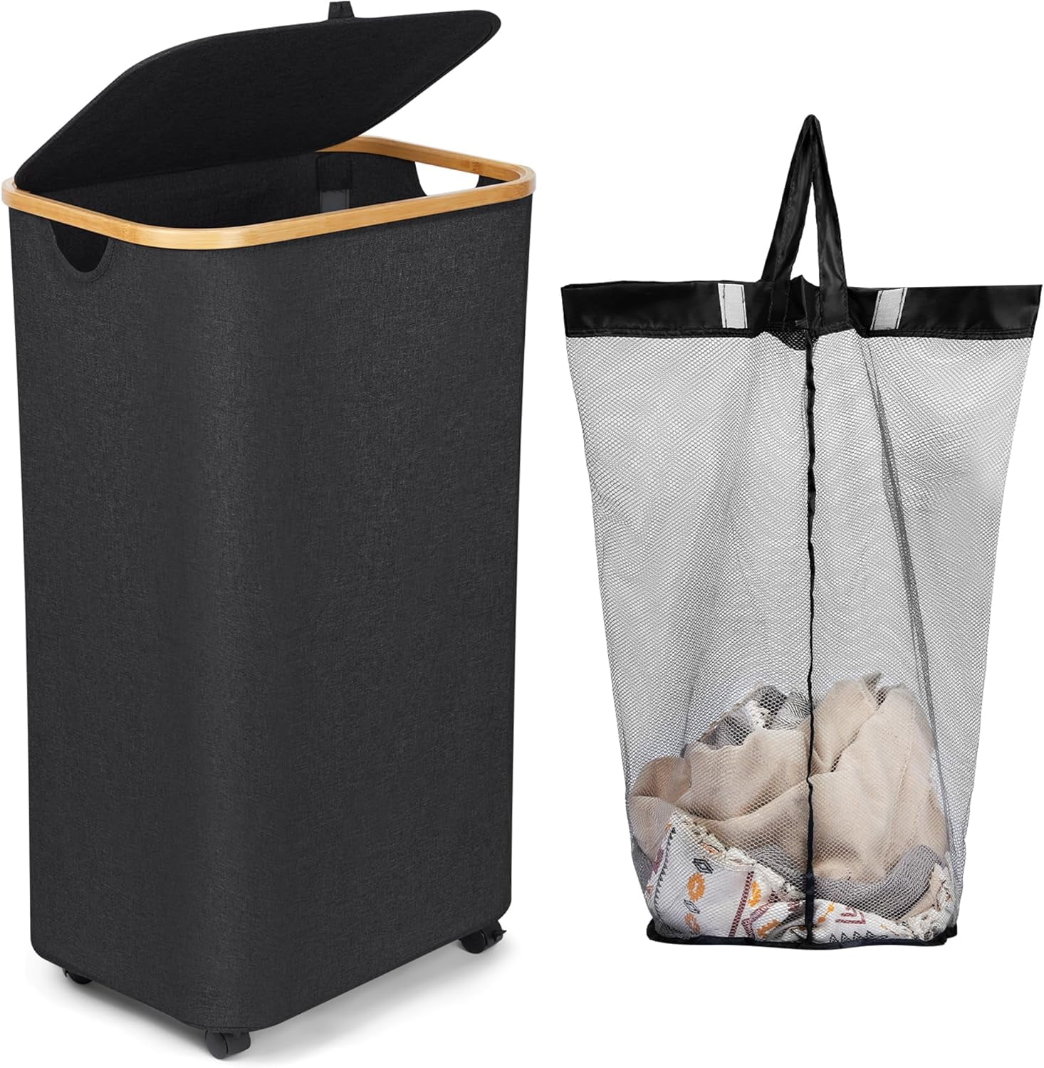 HYKE Large Laundry Basket with Wheels,100L Hampers for Laundry ...