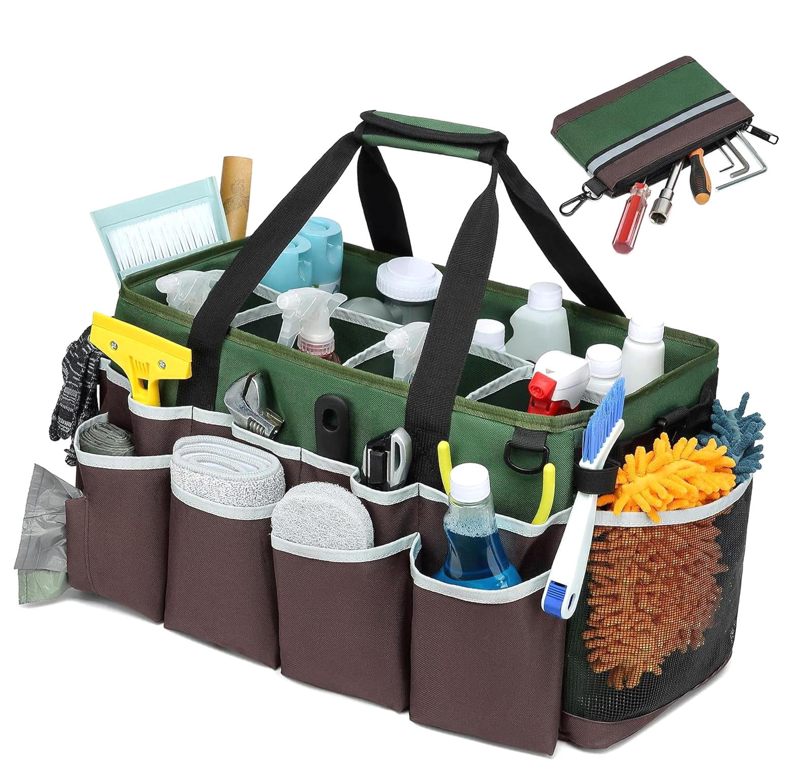 HYKE Large Wearable Cleaning Caddy Bag, Organizer for Cleaning Supplies ...