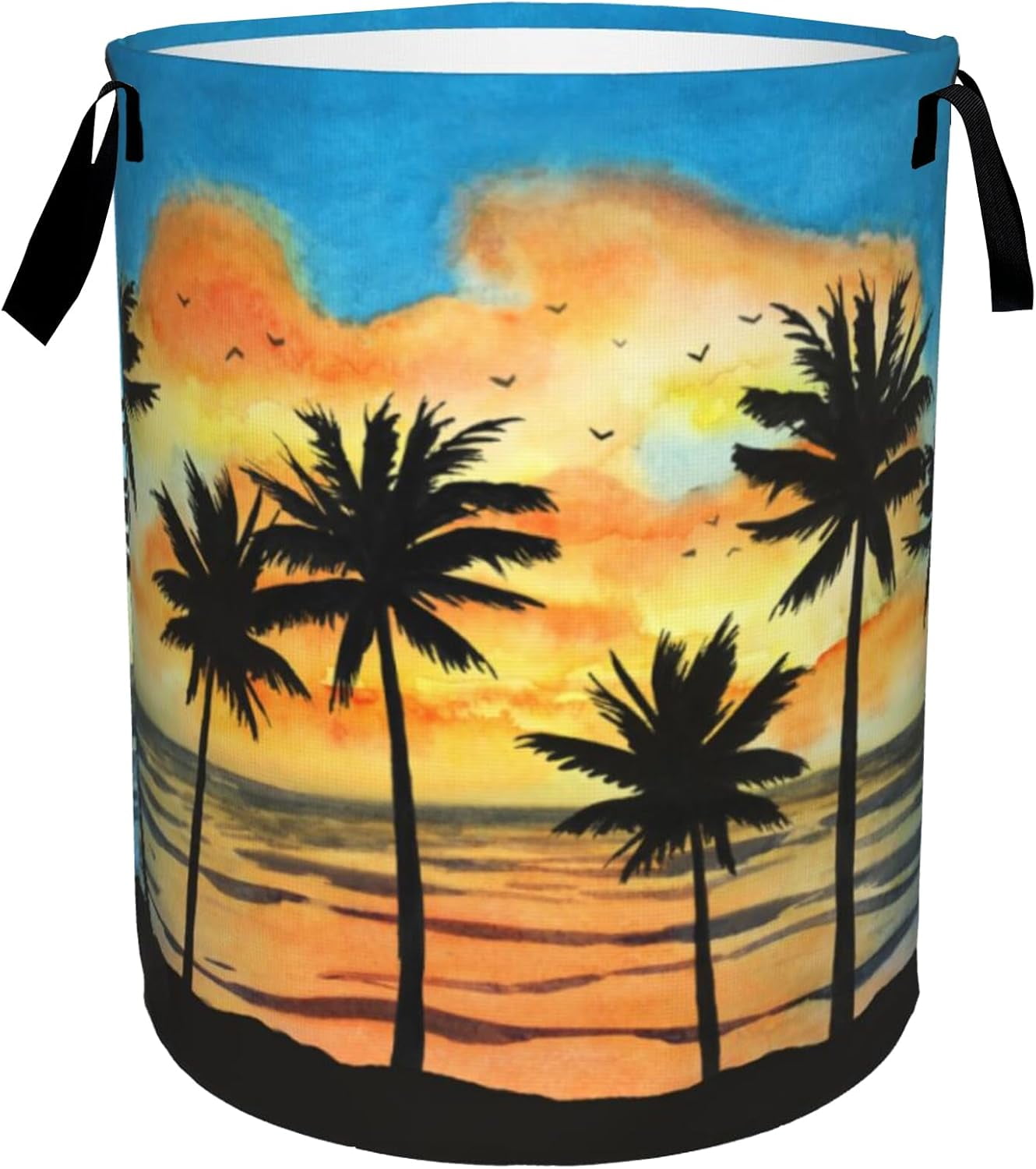 HYKE Laundry Basket,Beach Palm Trees Laundry Hamper Tropical Sunset ...