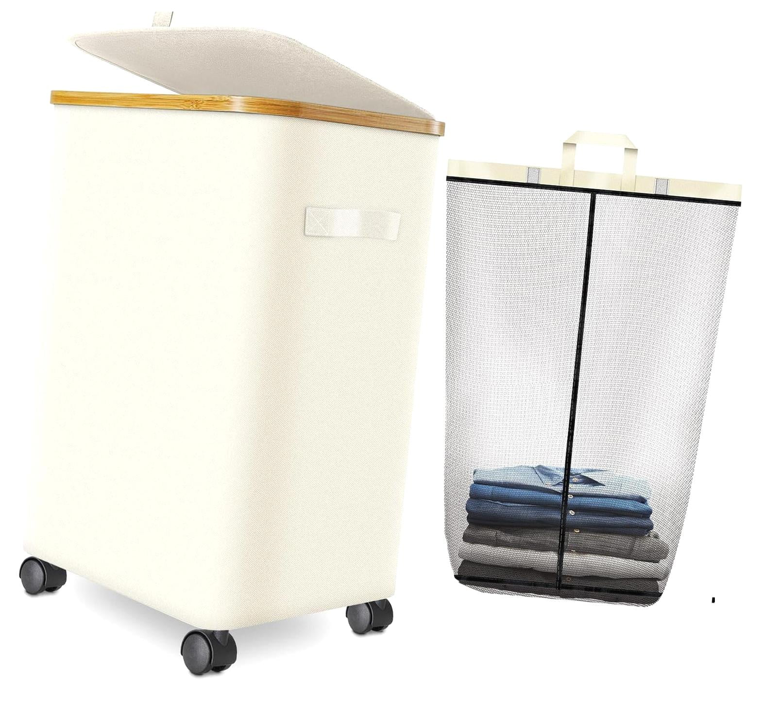 HYKE Laundry Hamper with Wheels,20 Gal (75L) Laundry Basket with lid ...